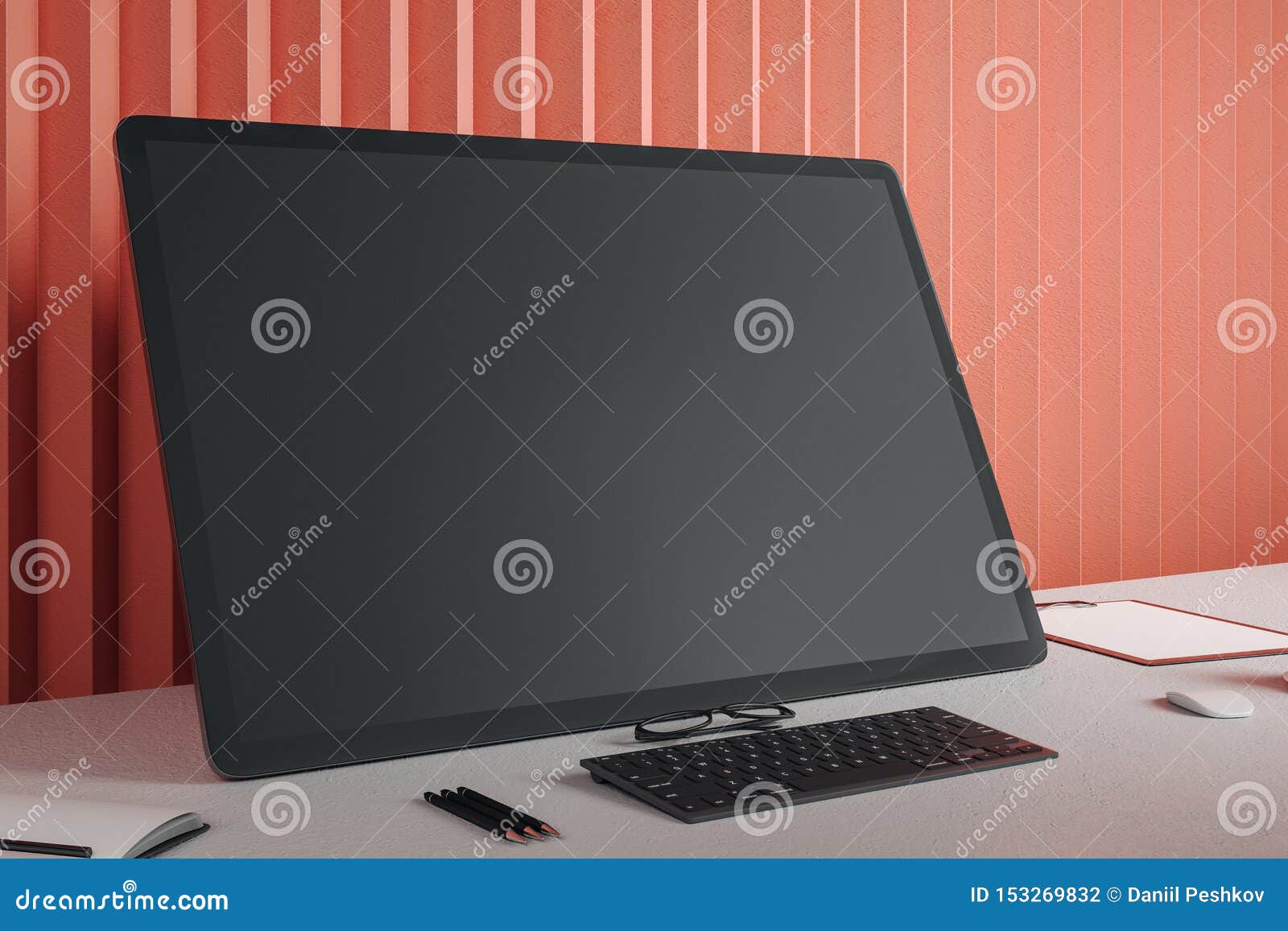 Designer Desktop with Computer Editorial Photography - Illustration of ...