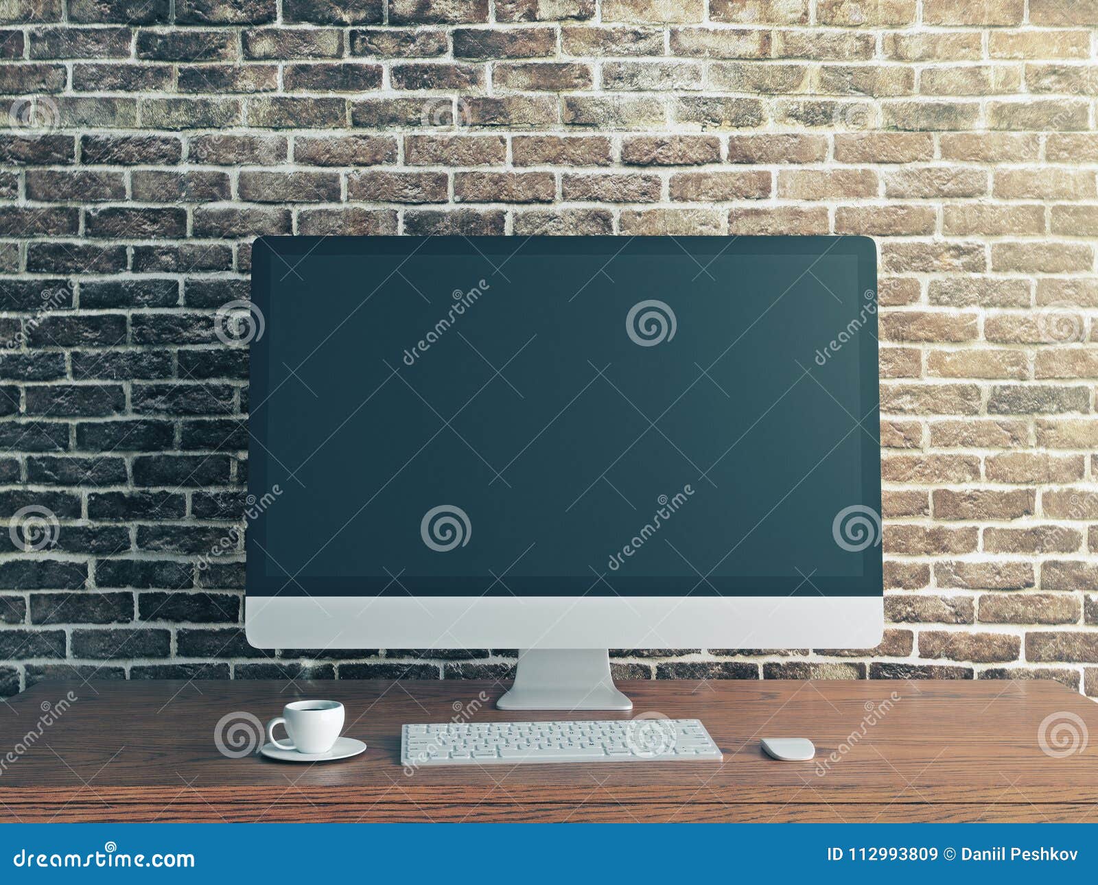 Designer Desktop with Empty Computer Stock Image - Image of computer ...