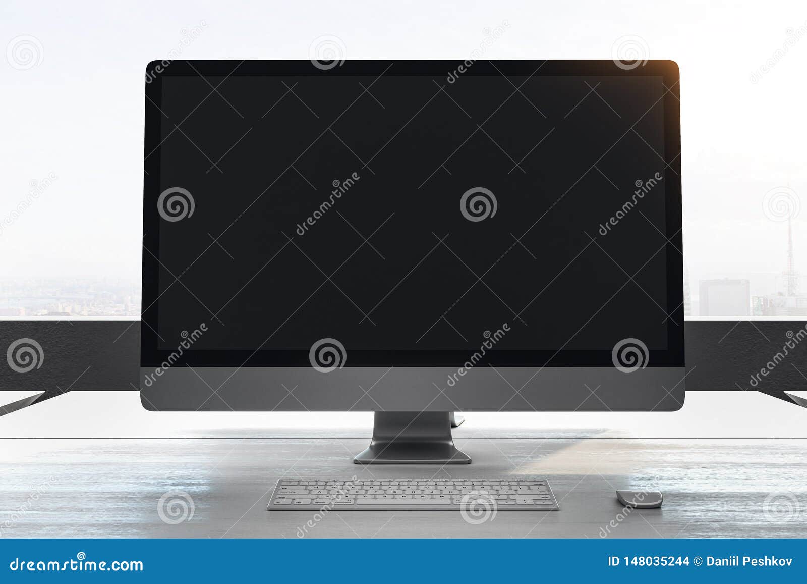 Designer Desktop with Empty Computer Editorial Stock Image ...
