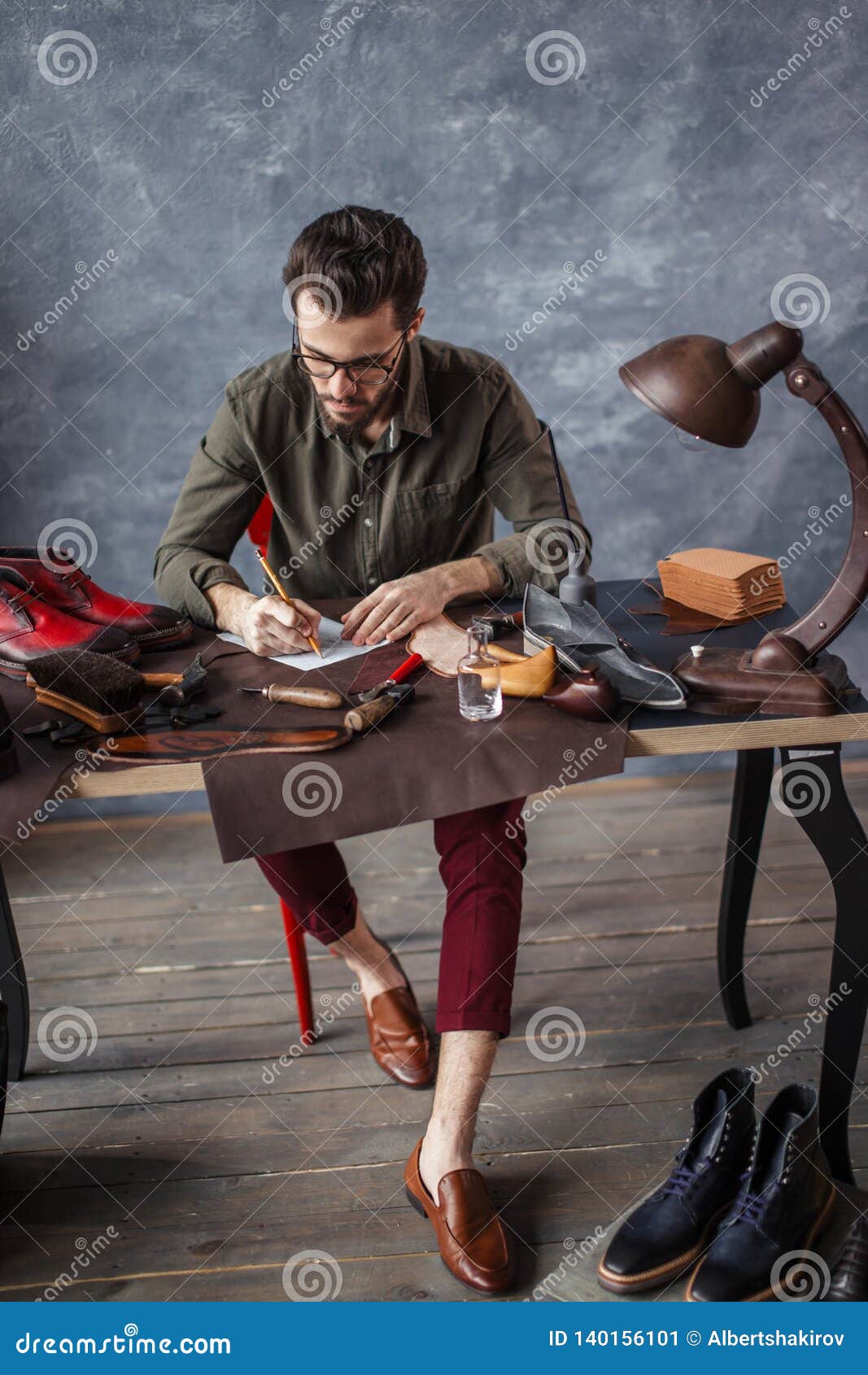 Designer Developing Skill Set at Shoe Shop Stock Image - Image of ...