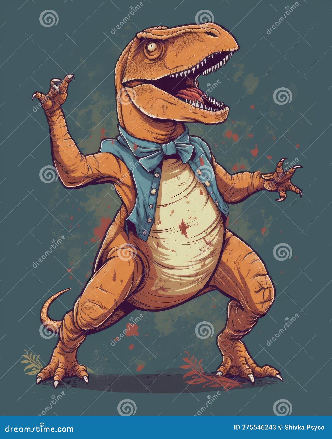 A Designer Dinosaur Dancing Generative AI Stock Illustration ...