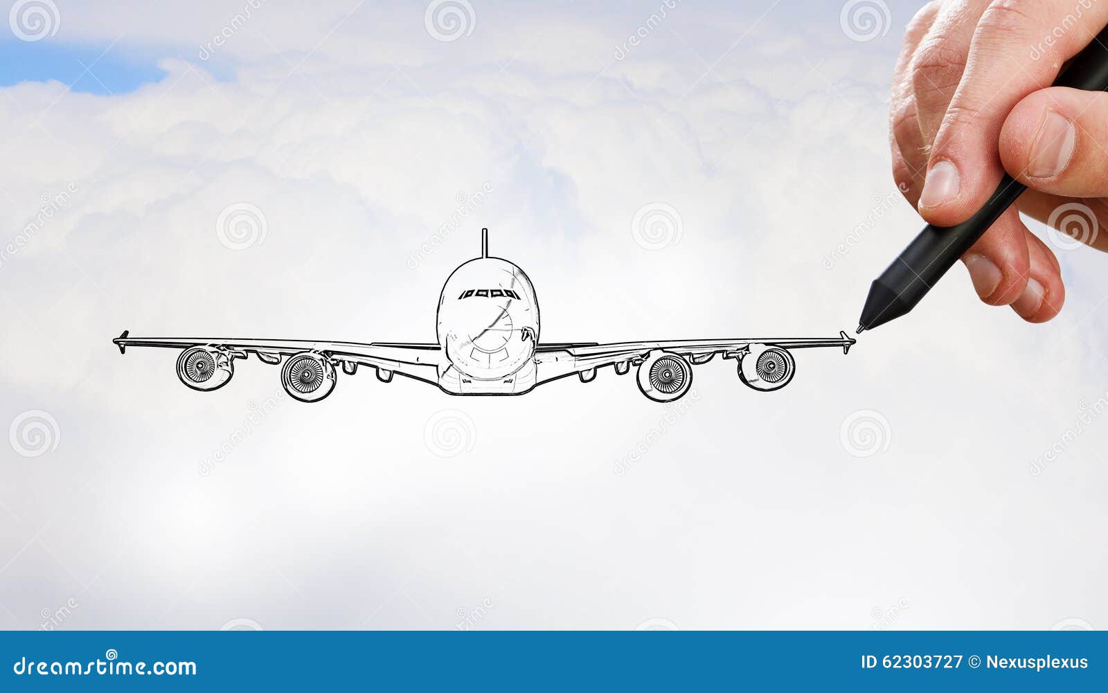 Designer draw airplane stock image. Image of line, transportation ...
