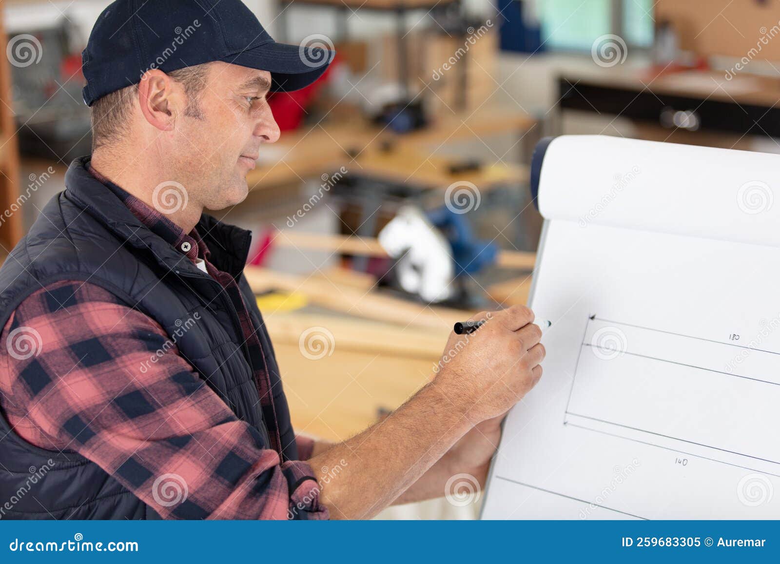 Designer Drawing on Flip Chart in Workshop Stock Image - Image of ...