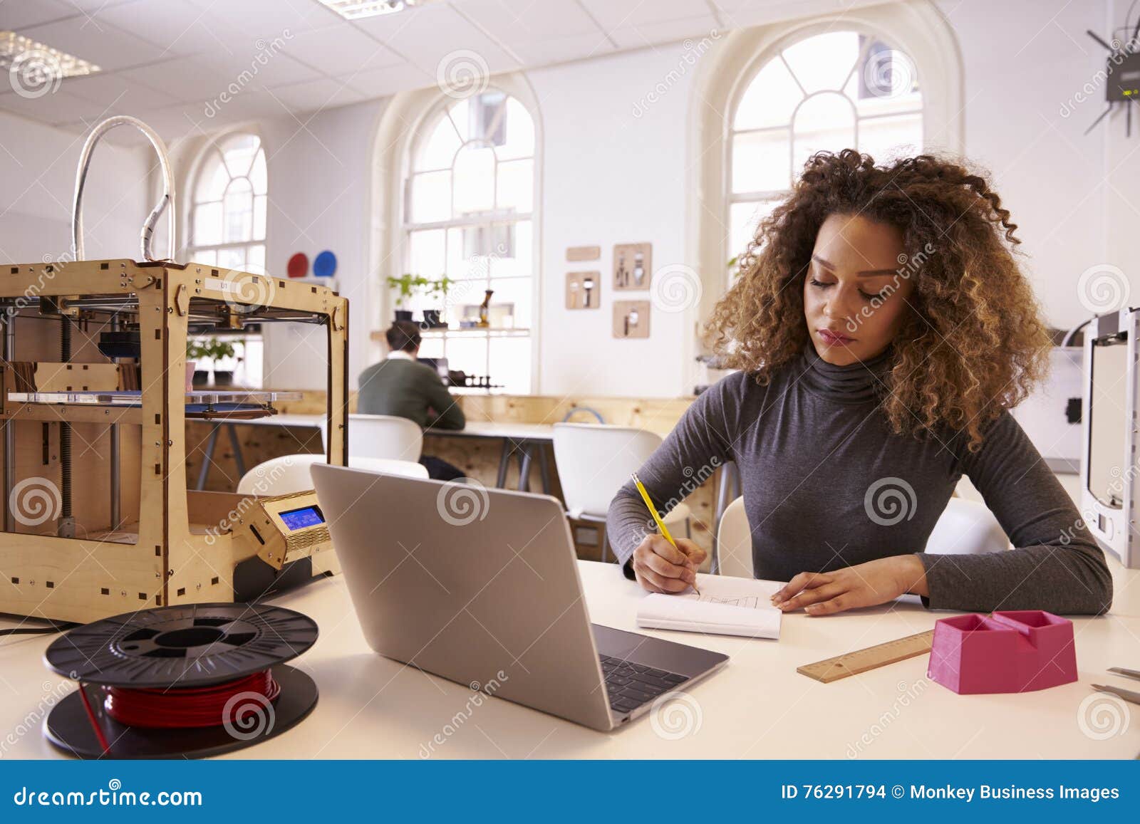 Designer Drawing Sketch in 3D Design Studio Stock Photo - Image of ...