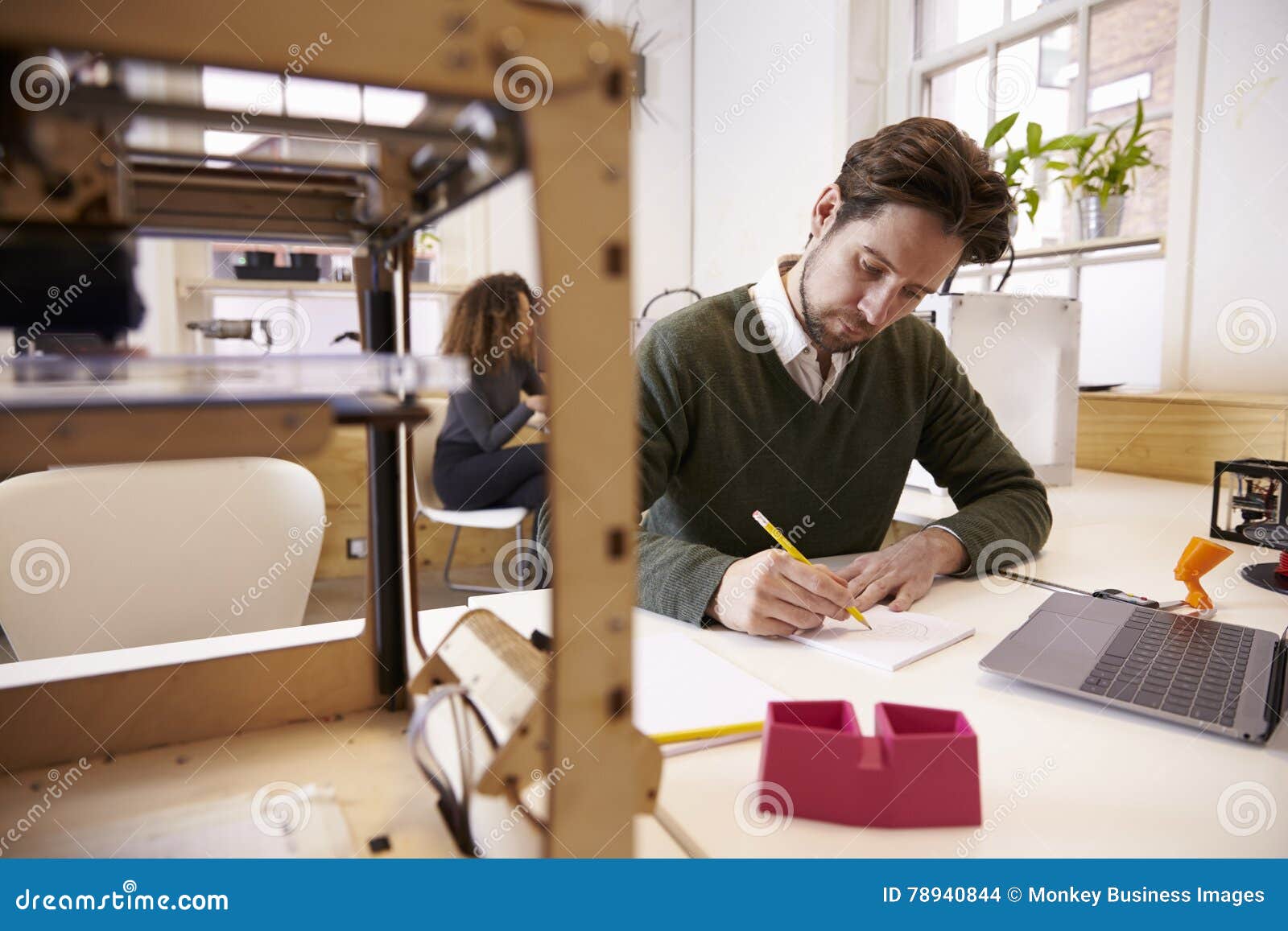 Designer Drawing Sketch in 3D Design Studio Stock Photo - Image of idea ...