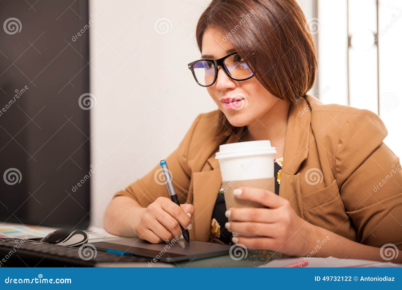 Designer Drinking Coffee at Work Stock Photo - Image of jacket ...