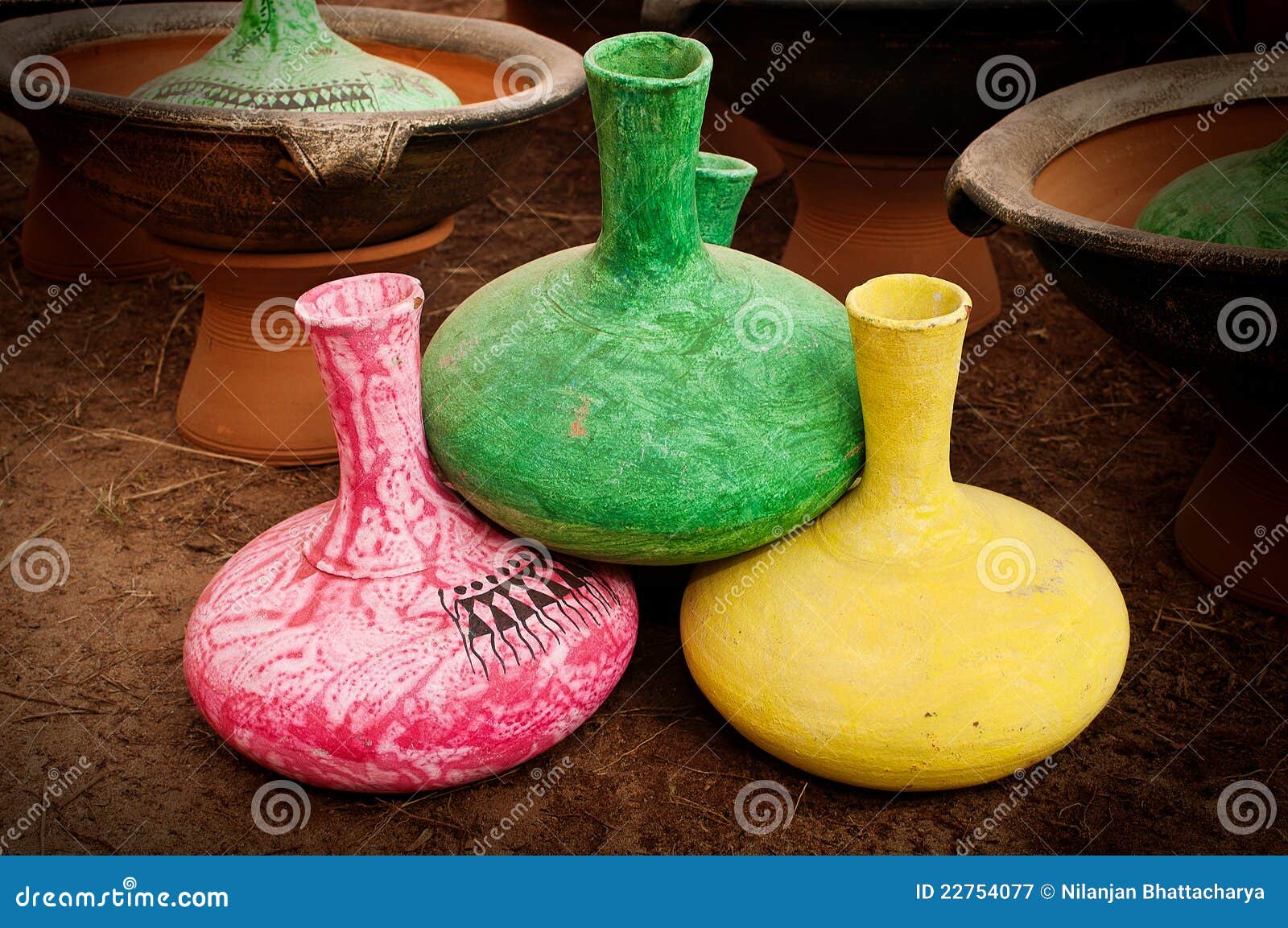 Designer earthen pots stock image. Image of isolated - 22754077