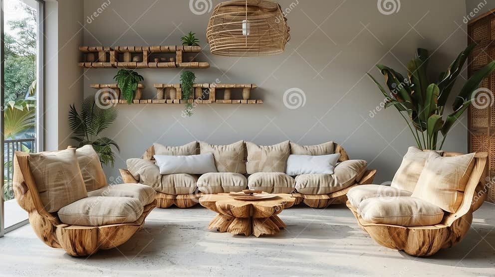 Designer Eco Sofa Stands in the Interior Stock Image - Image of table ...