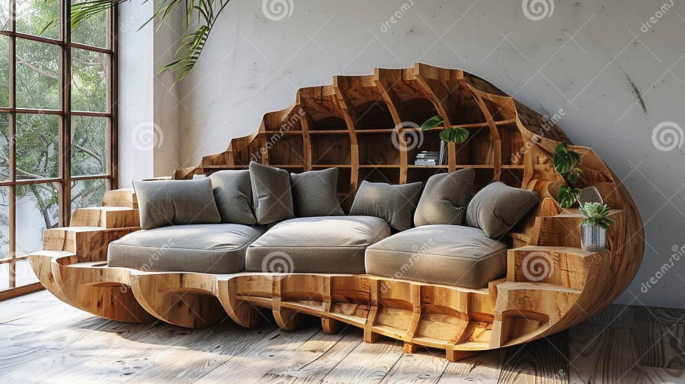 Designer Eco Sofa Stands in the Interior Stock Photo - Image of plant ...