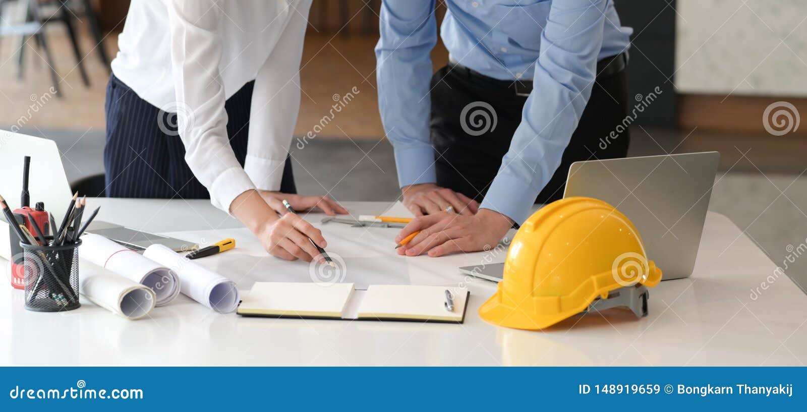 Designer and Engineer Discussing the Project Stock Image - Image of ...