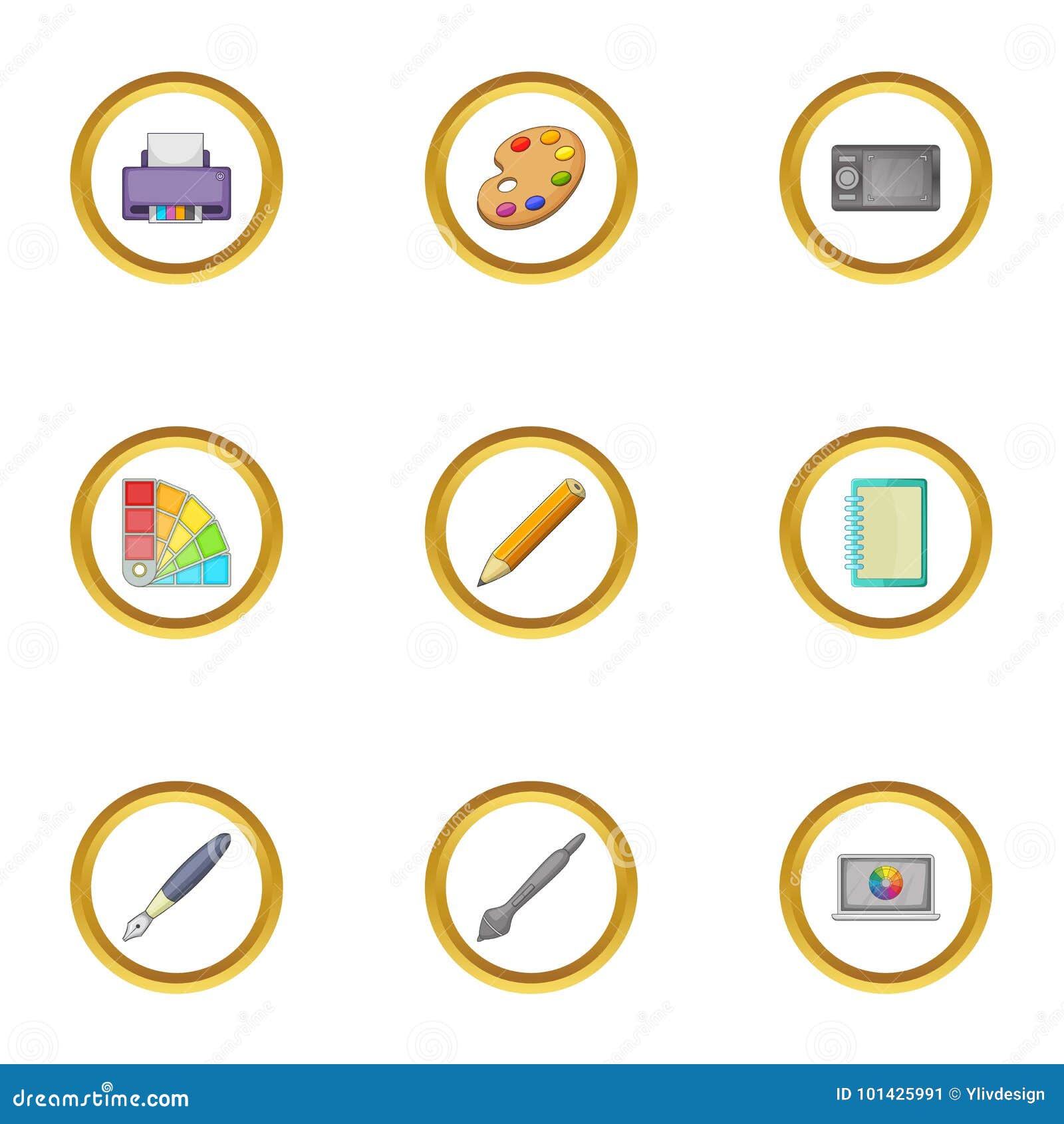 Designer Equipment Icons Set, Cartoon Style Stock Vector - Illustration ...