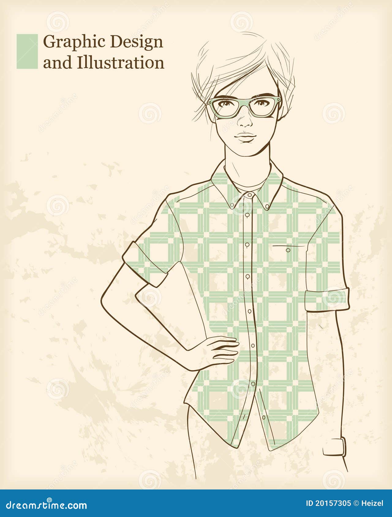 Designer girl stock vector. Illustration of cute, checkered - 20157305