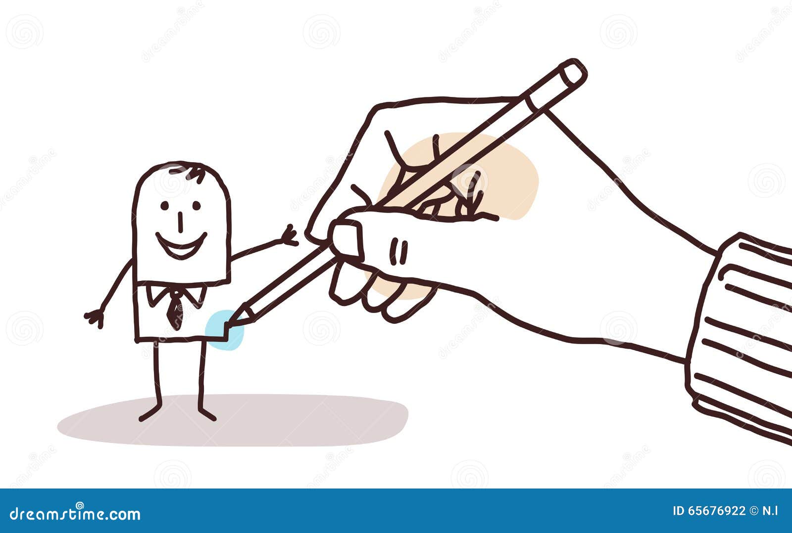 Designer Hand Drawing a Cartoon Businessman Stock Vector - Illustration ...