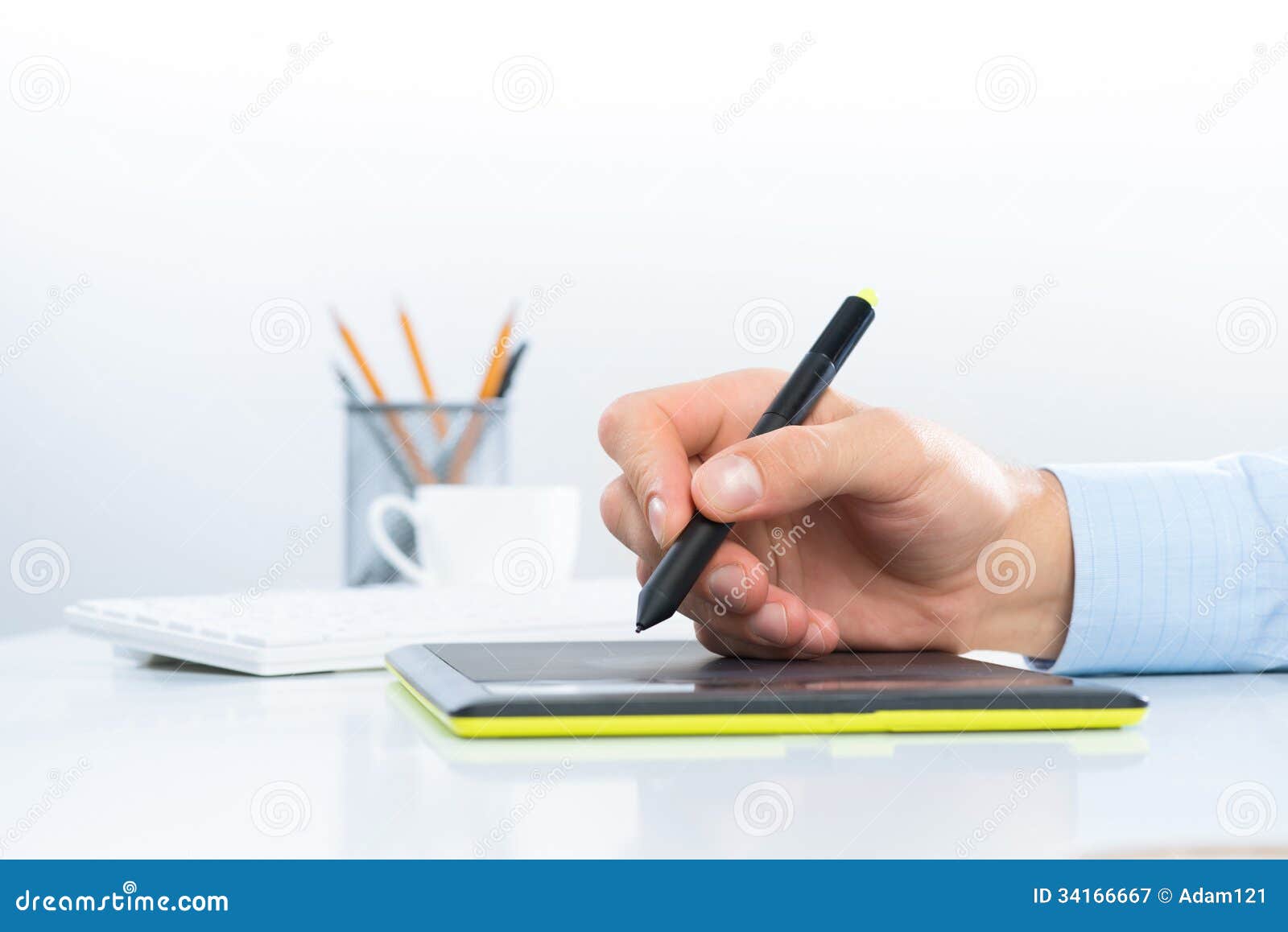 Designer Hand Drawing a Graph on the Tablet Stock Image - Image of ...