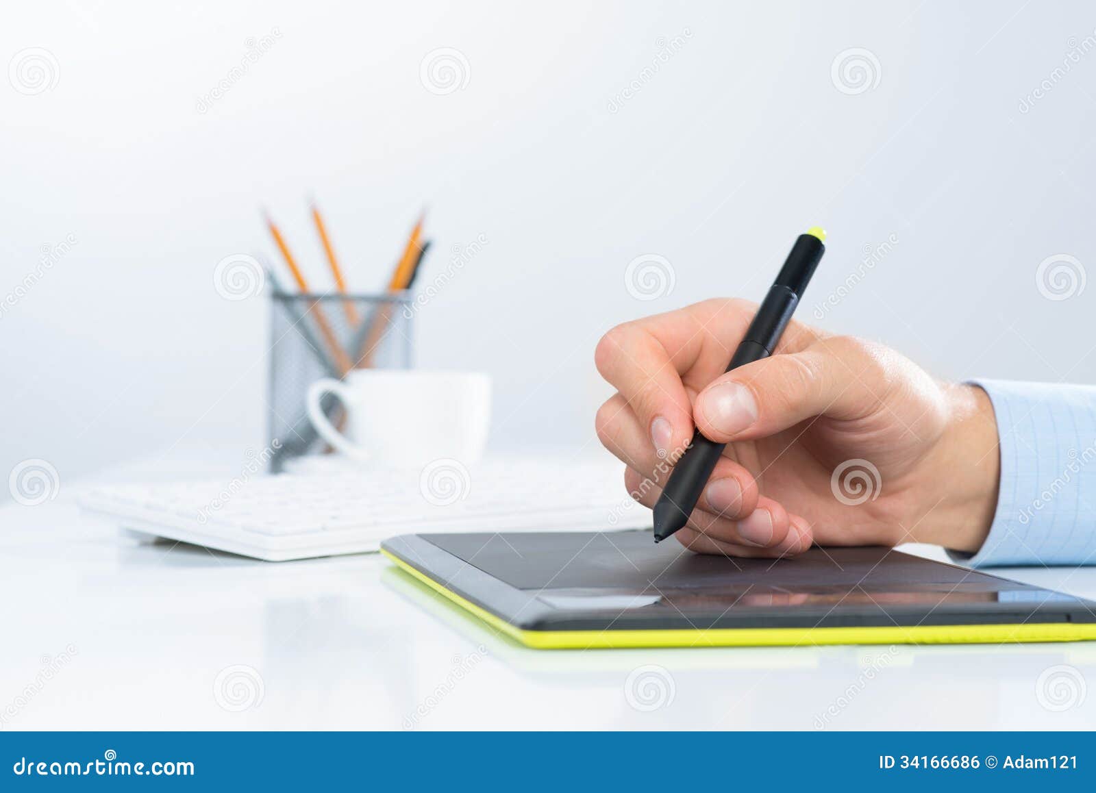 Designer Hand Drawing a Graph on the Tablet Stock Photo - Image of ...