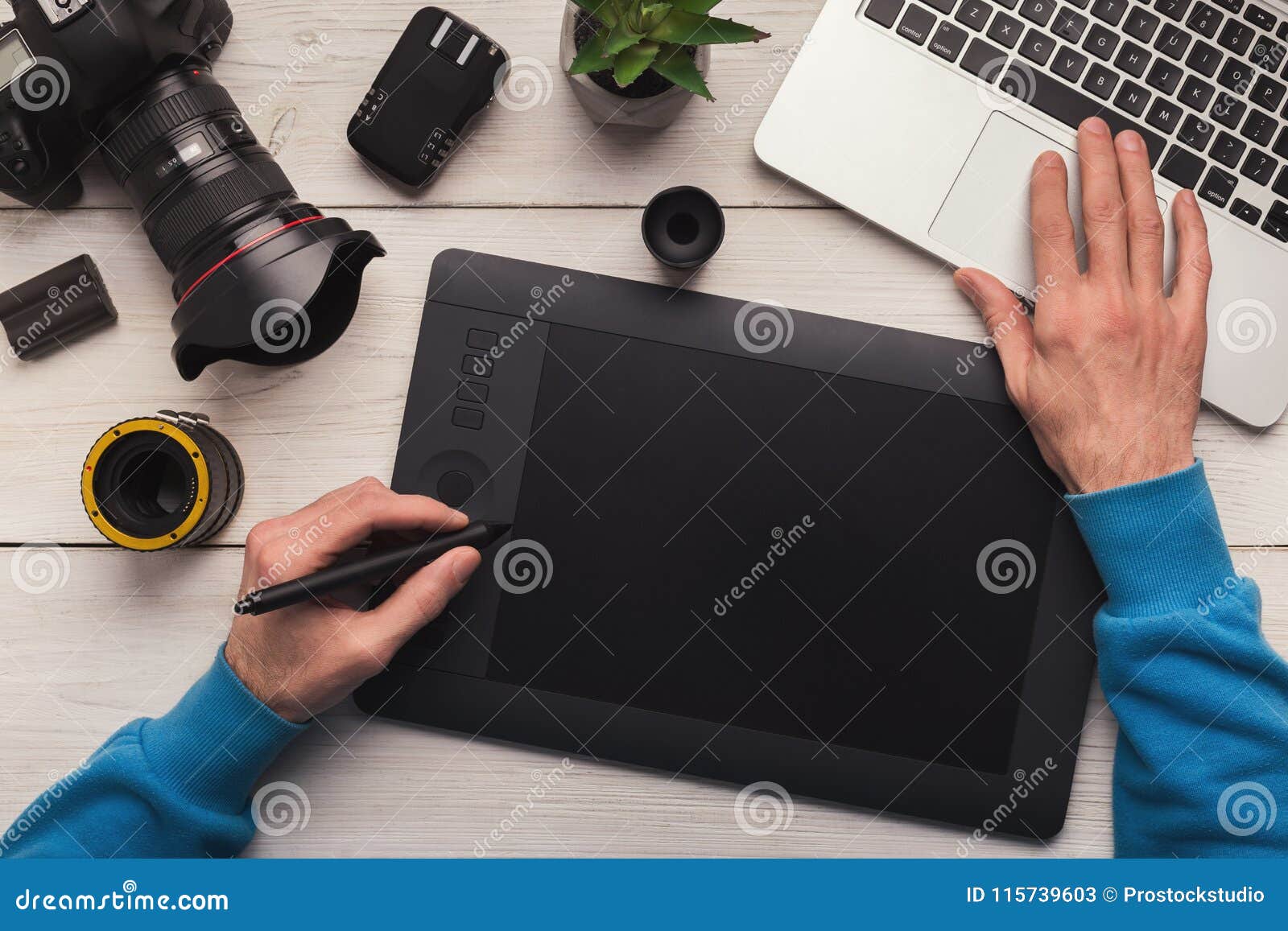 Designer Hand with Graphic Tablet and Keyboard Stock Image - Image of ...