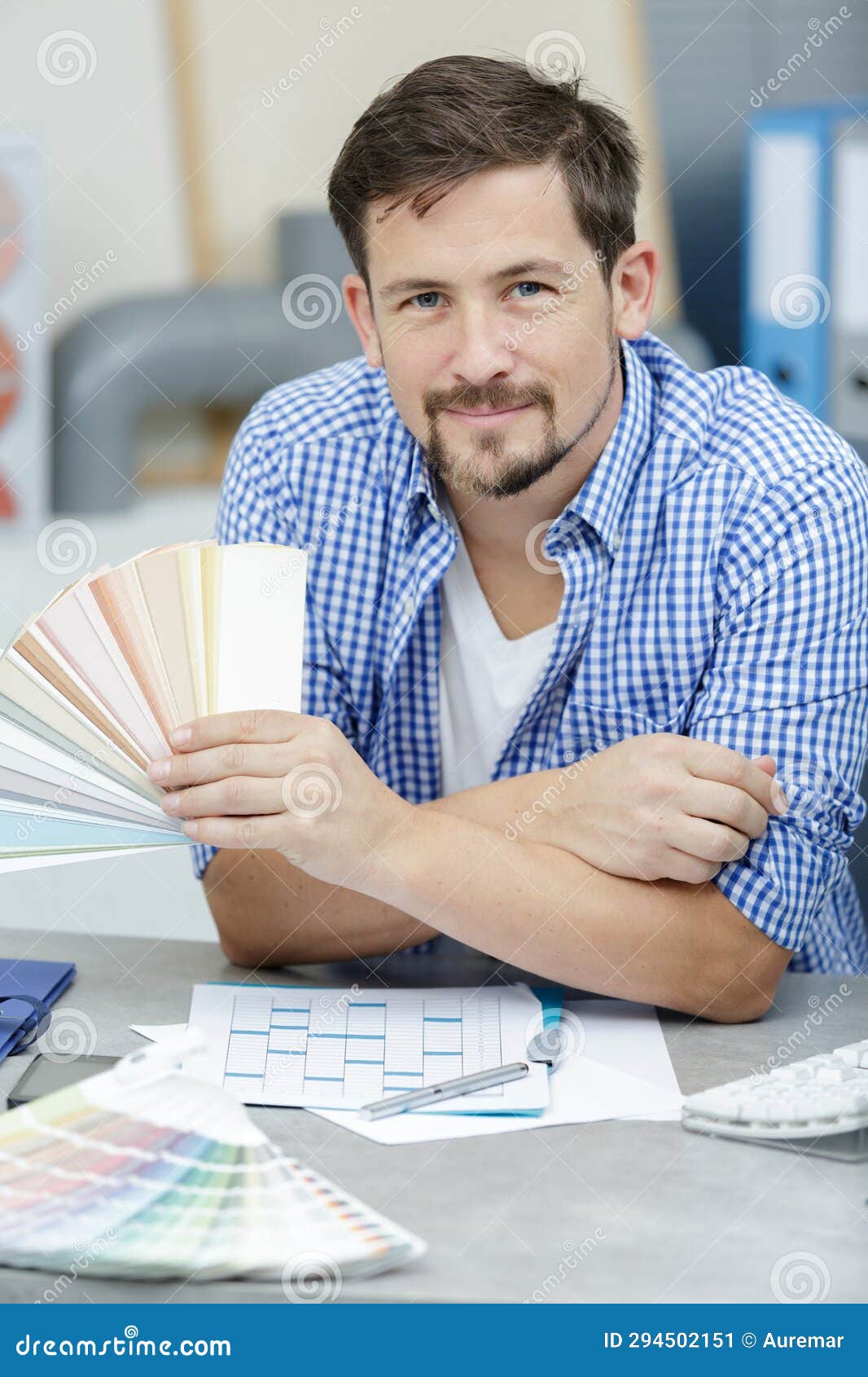 Designer Holding Color Swatch in Office Stock Image - Image of work ...