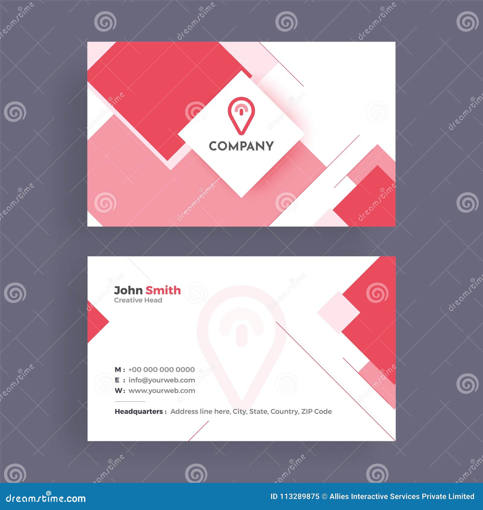 Horizontal Business Card with Front and Back Presentation. Stock ...