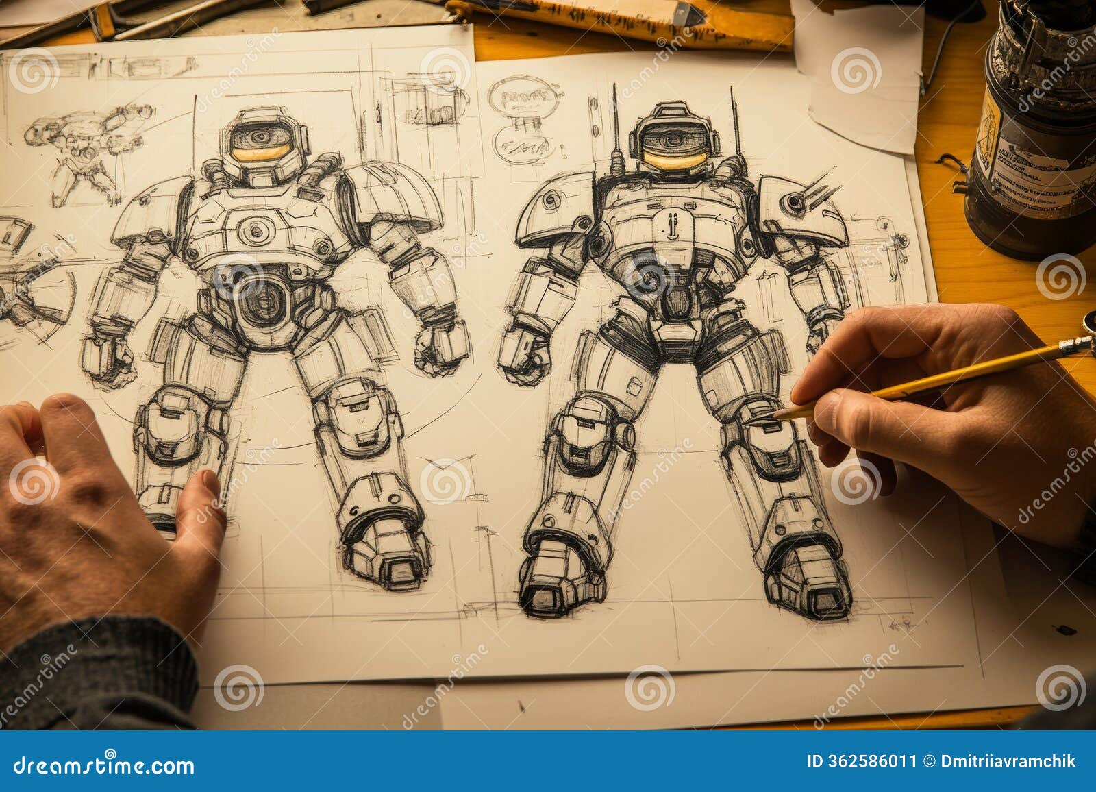 A Designer Involved in Animation Design Development, Drawing, Sketching ...