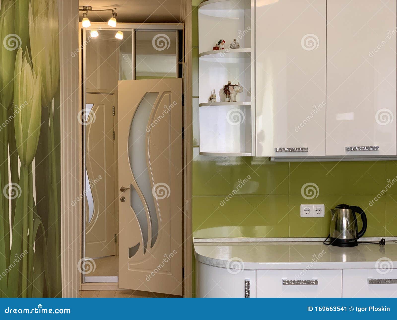 Designer Kitchen and Kettle Stock Image - Image of kettle, interior ...