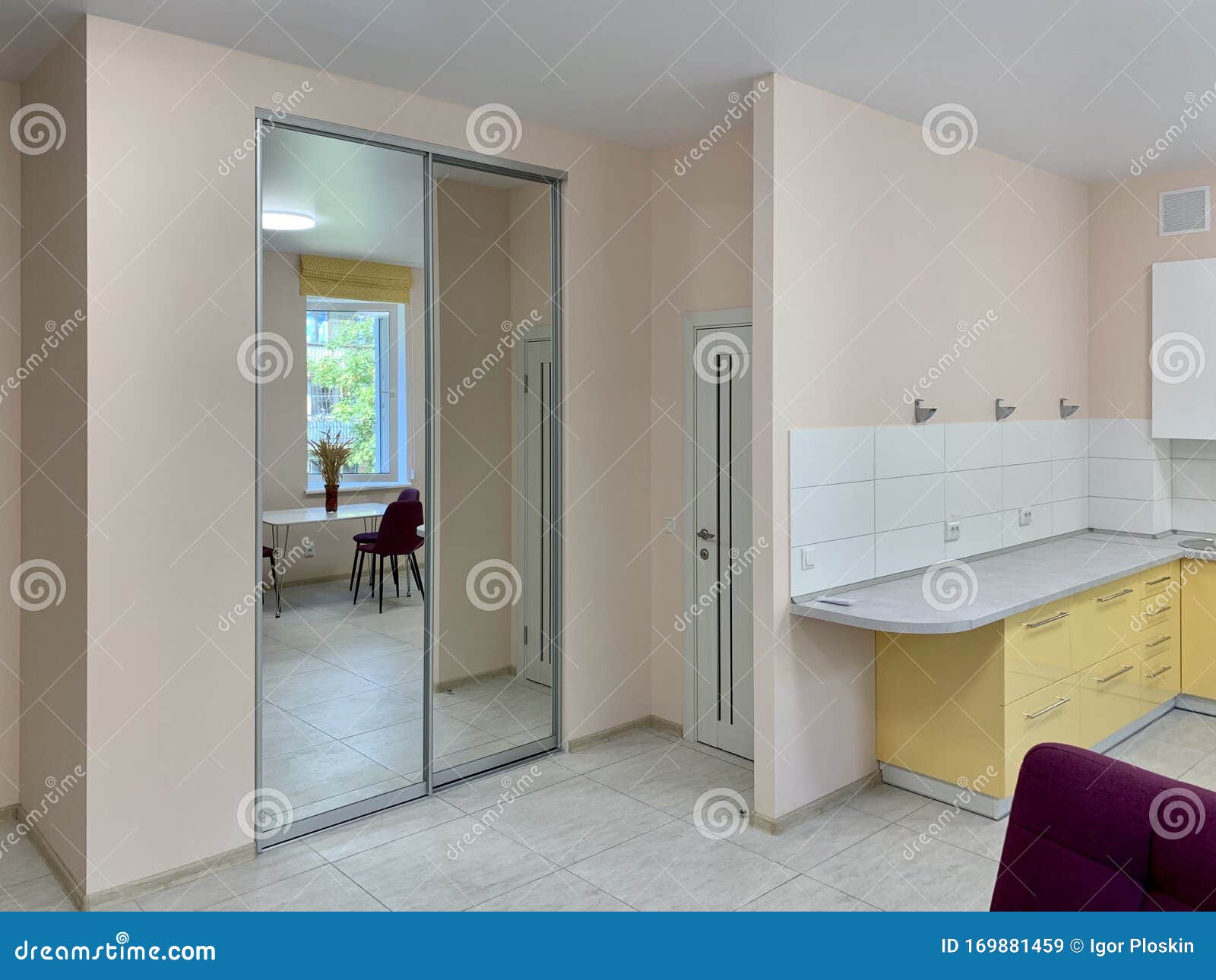 Designer Kitchen Studio with TV Stock Image - Image of decor, apartment ...