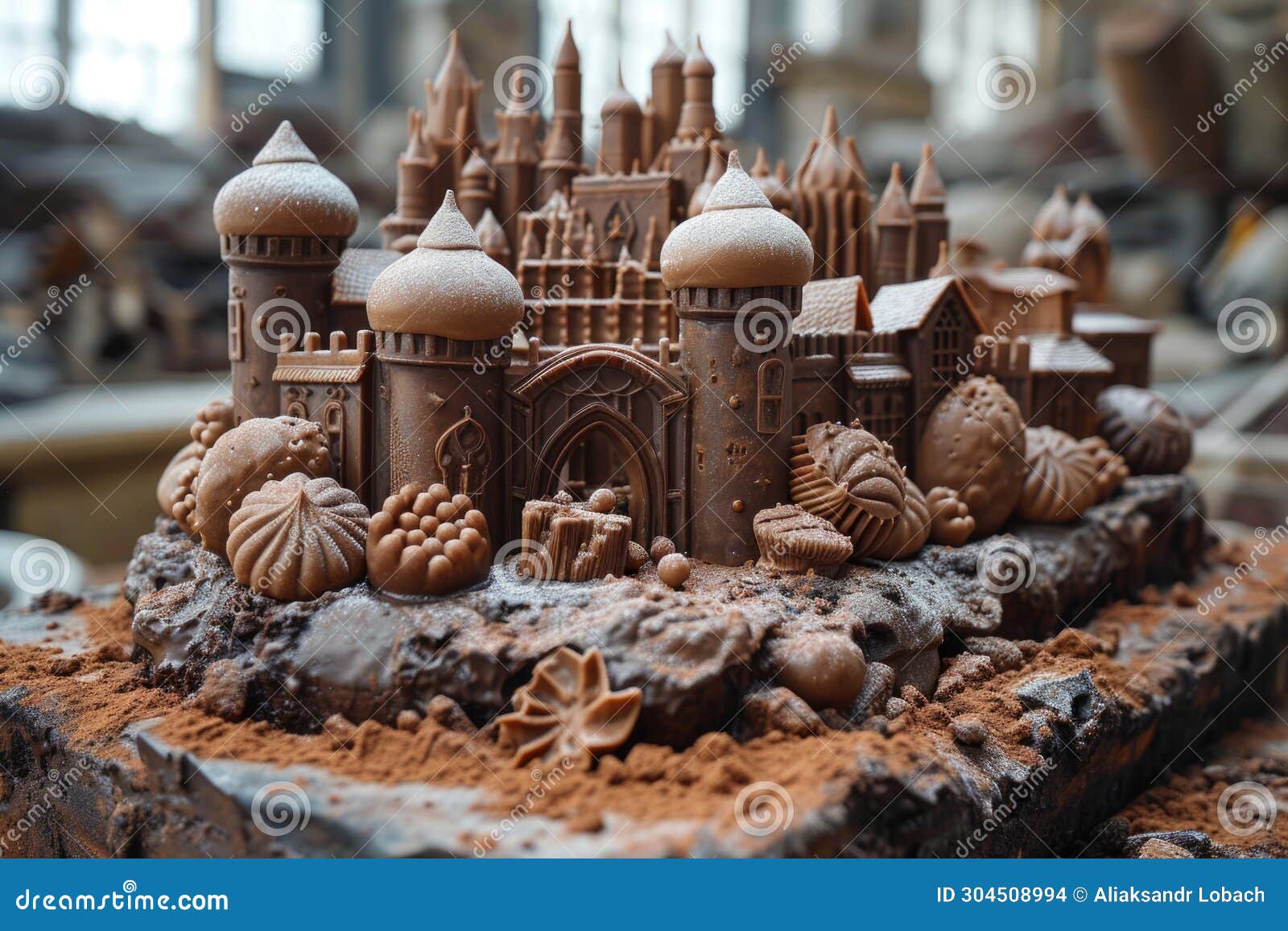 A Designer Large Handmade Chocolate Cake Castle Stands on the Table ... A Designer Large Handmade Chocolate Cake Castle Stands on the Table ...