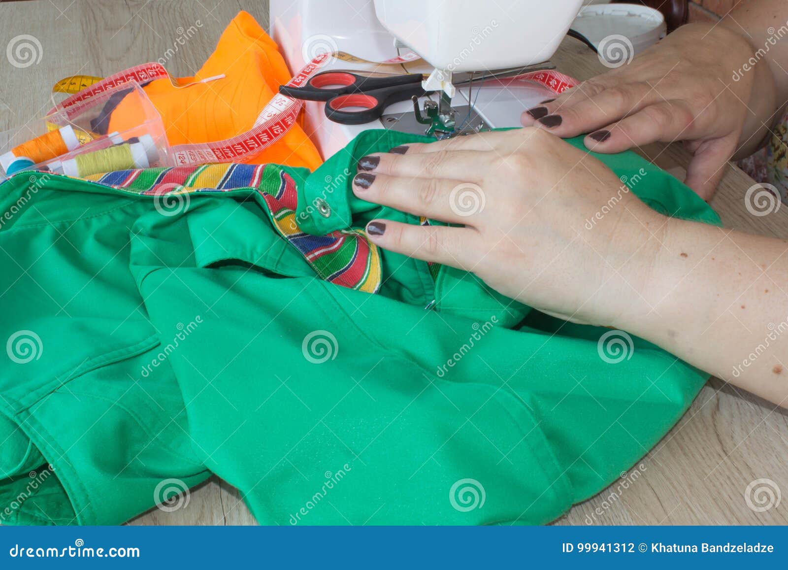 Designer Making a Garment in Her Workplace Stock Photo - Image of ...