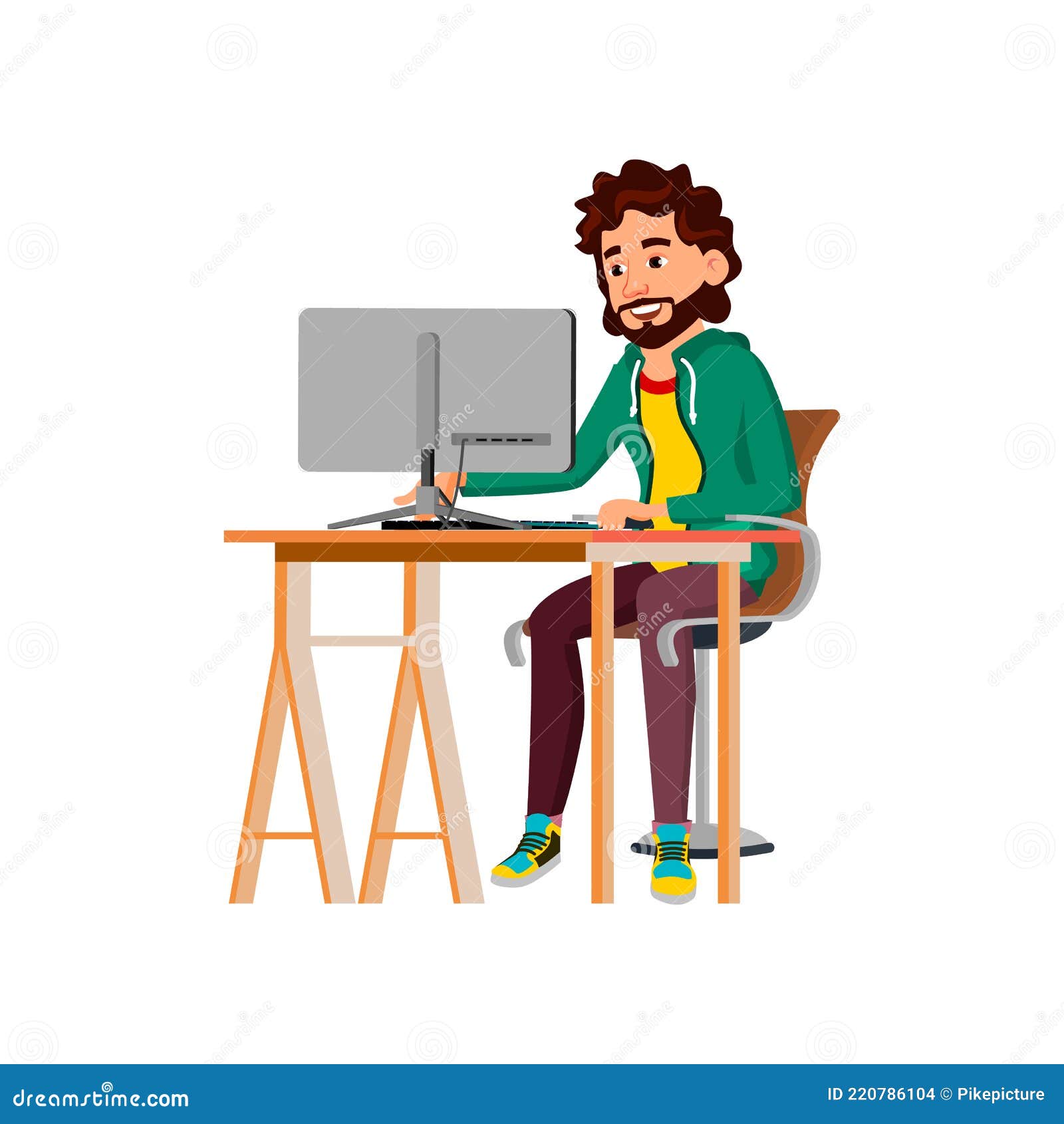 Designer Man Processing Digital Photo on Computer Cartoon Vector Stock ...