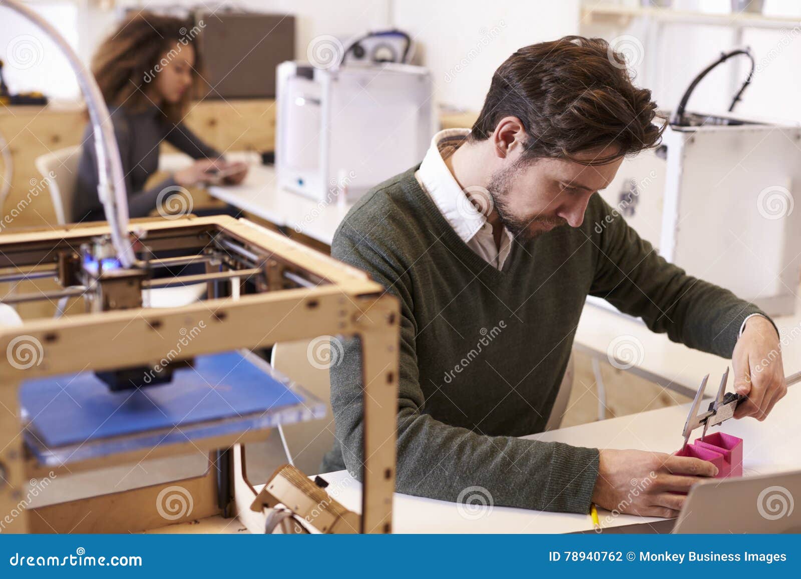 Designer Measuring Model in 3D Design Studio Stock Photo - Image of ...