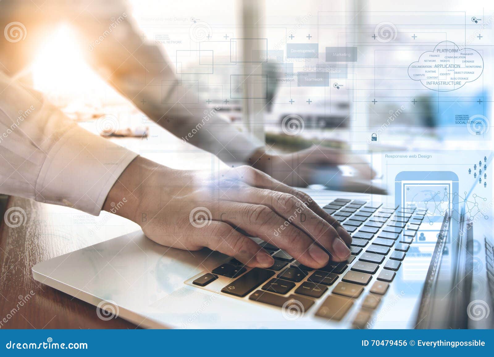 Designer Moving Hands Working with Laptop Computer Stock Photo - Image ...