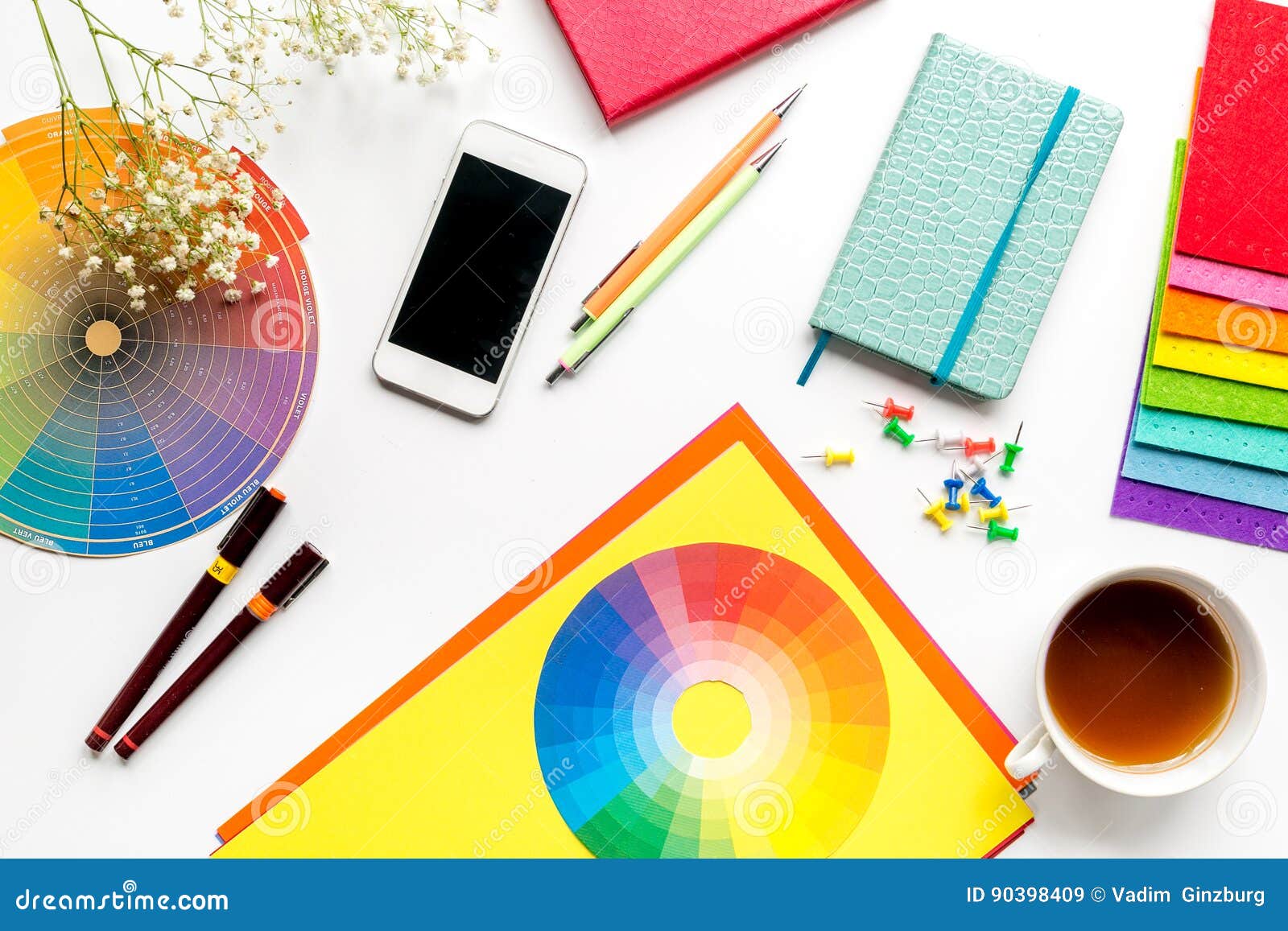 Designer Office in Profession Concept on Desk Background Top View Stock ...