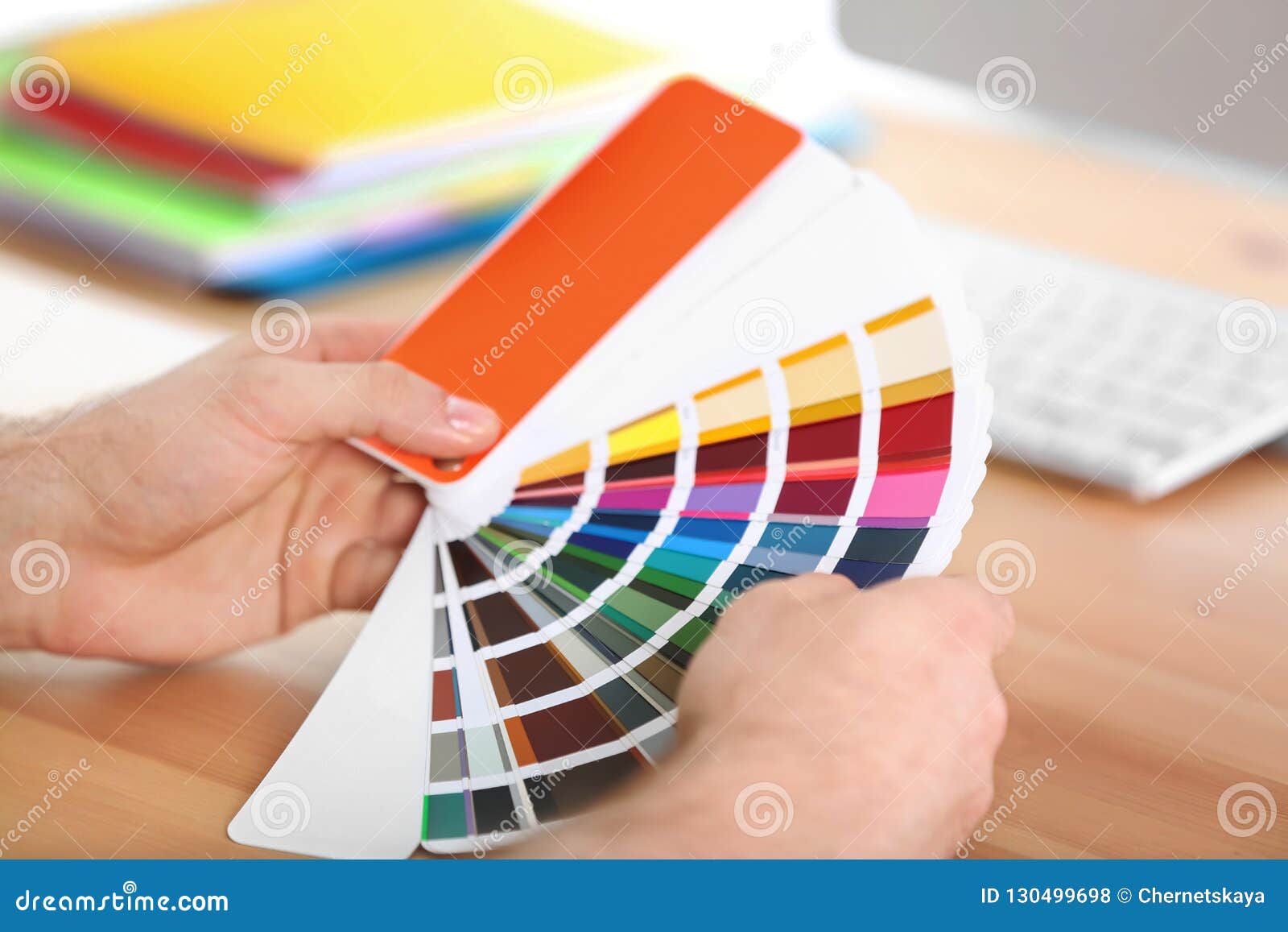 Designer with Paint Color Palette Samples Stock Photo - Image of ...