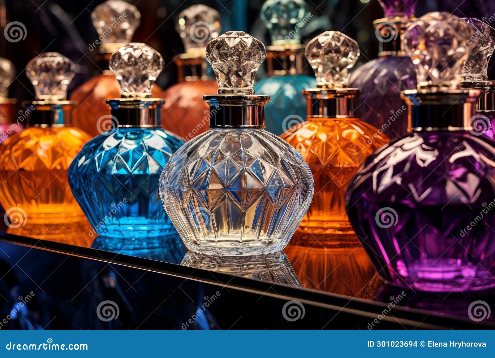 Designer Perfume Bottles: a Rainbow of Aromas Stock Photo - Image of ...