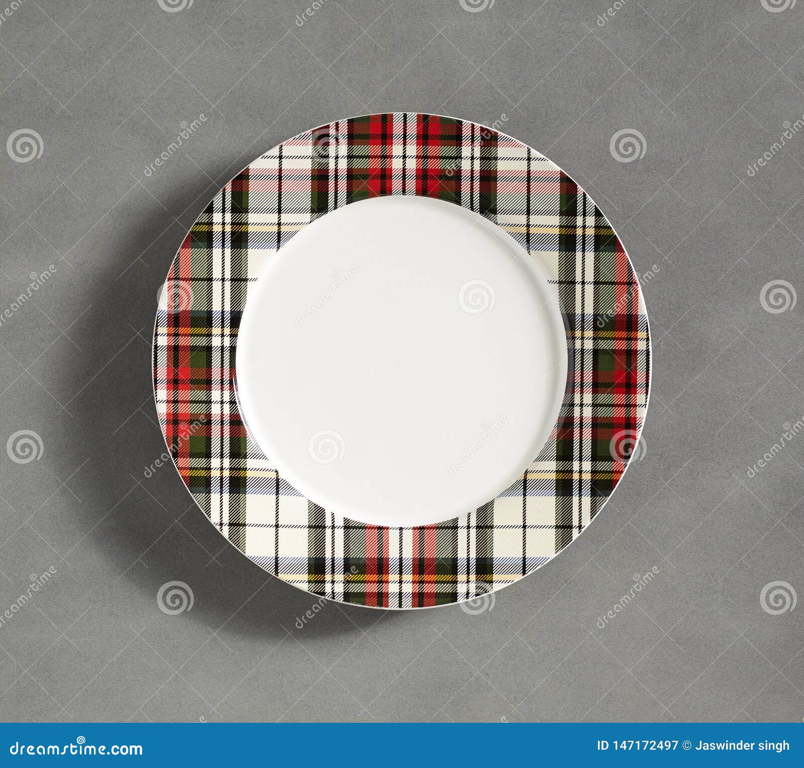 Designer Plate Round Shape in Check Graphics - Image Stock Image ...