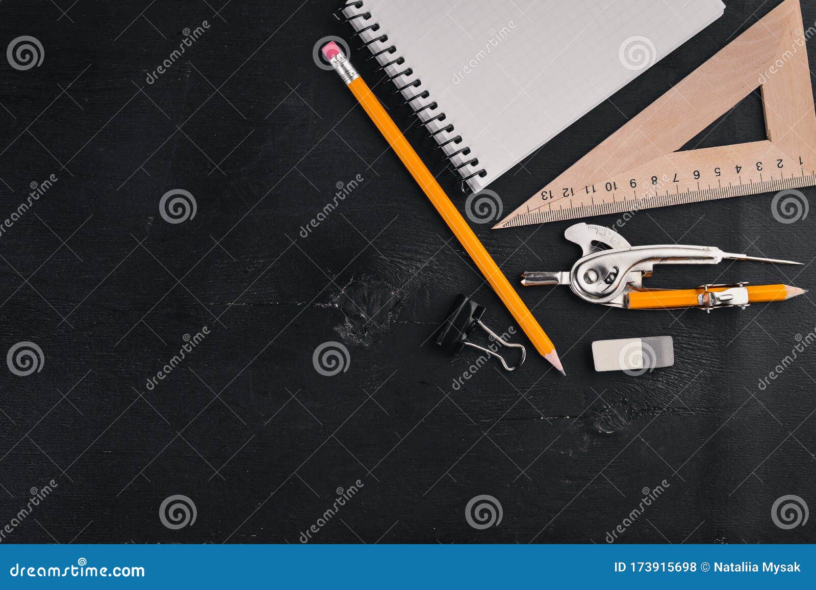 Designer. Ruler, Notebook, Pencil. Top View Stock Photo - Image of pens ...