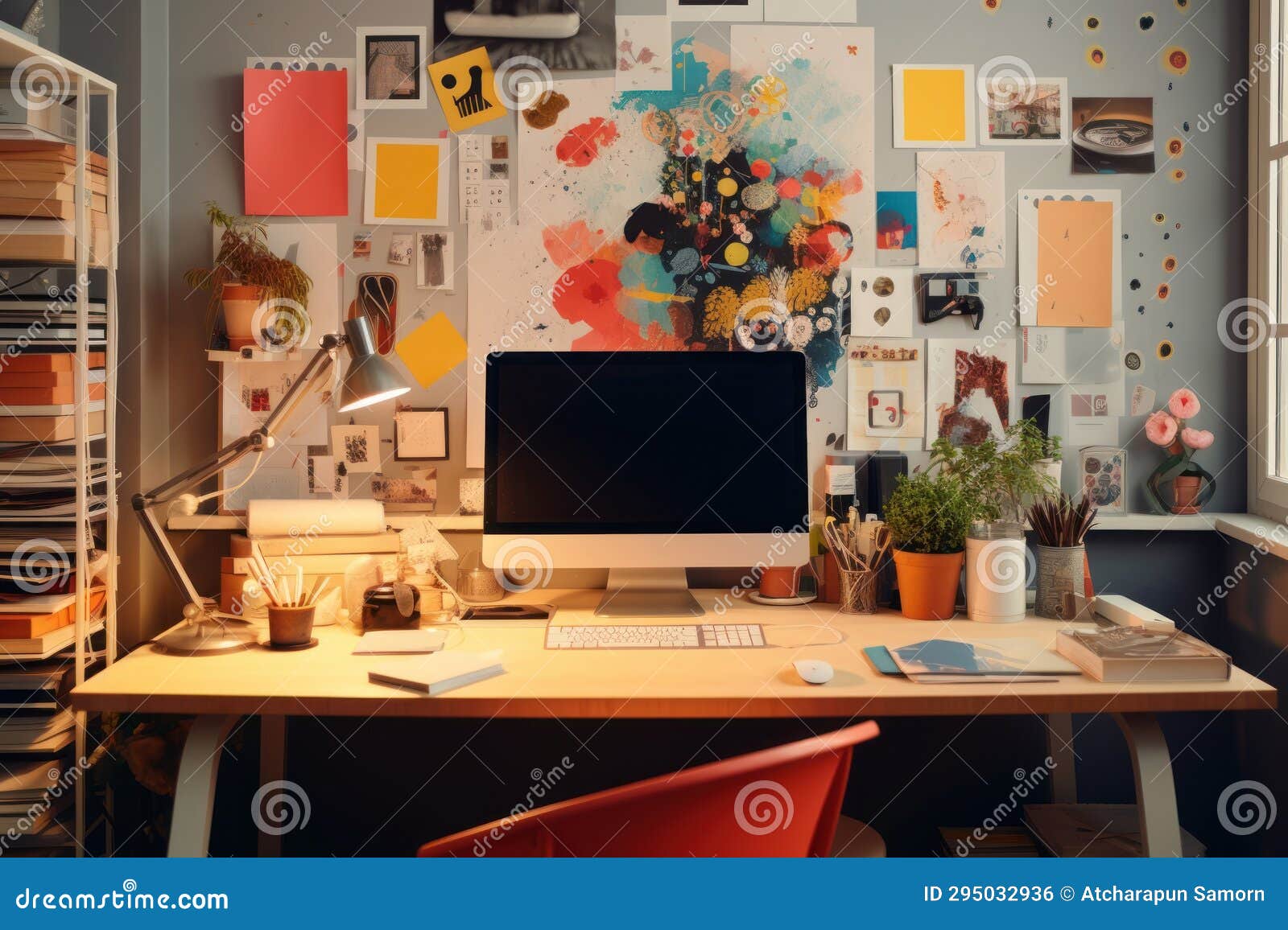 A Designer S Desk with a Computer, Designer S Working Table Stock Photo ...