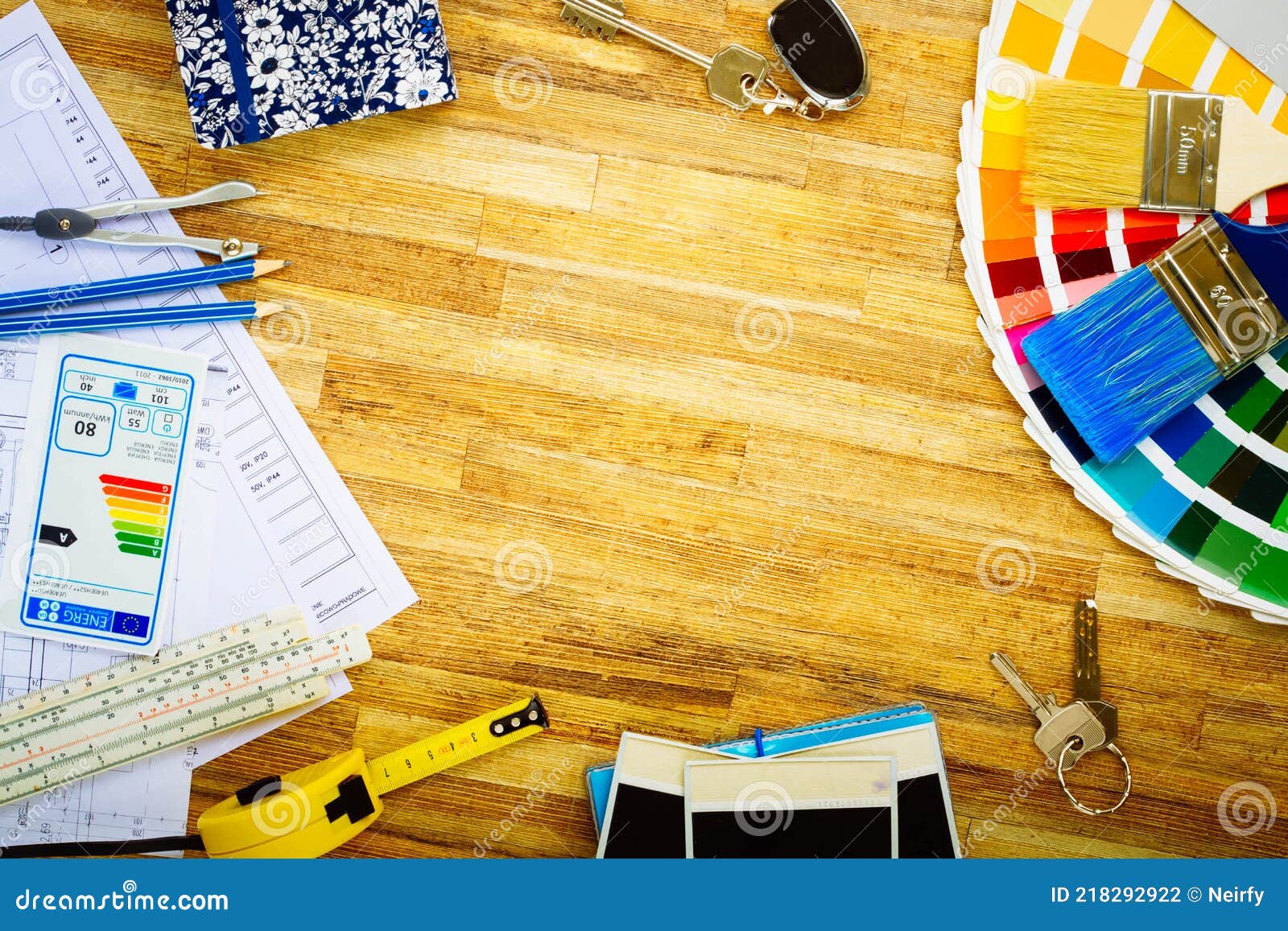 Designer s working table stock photo. Image of view - 218292922