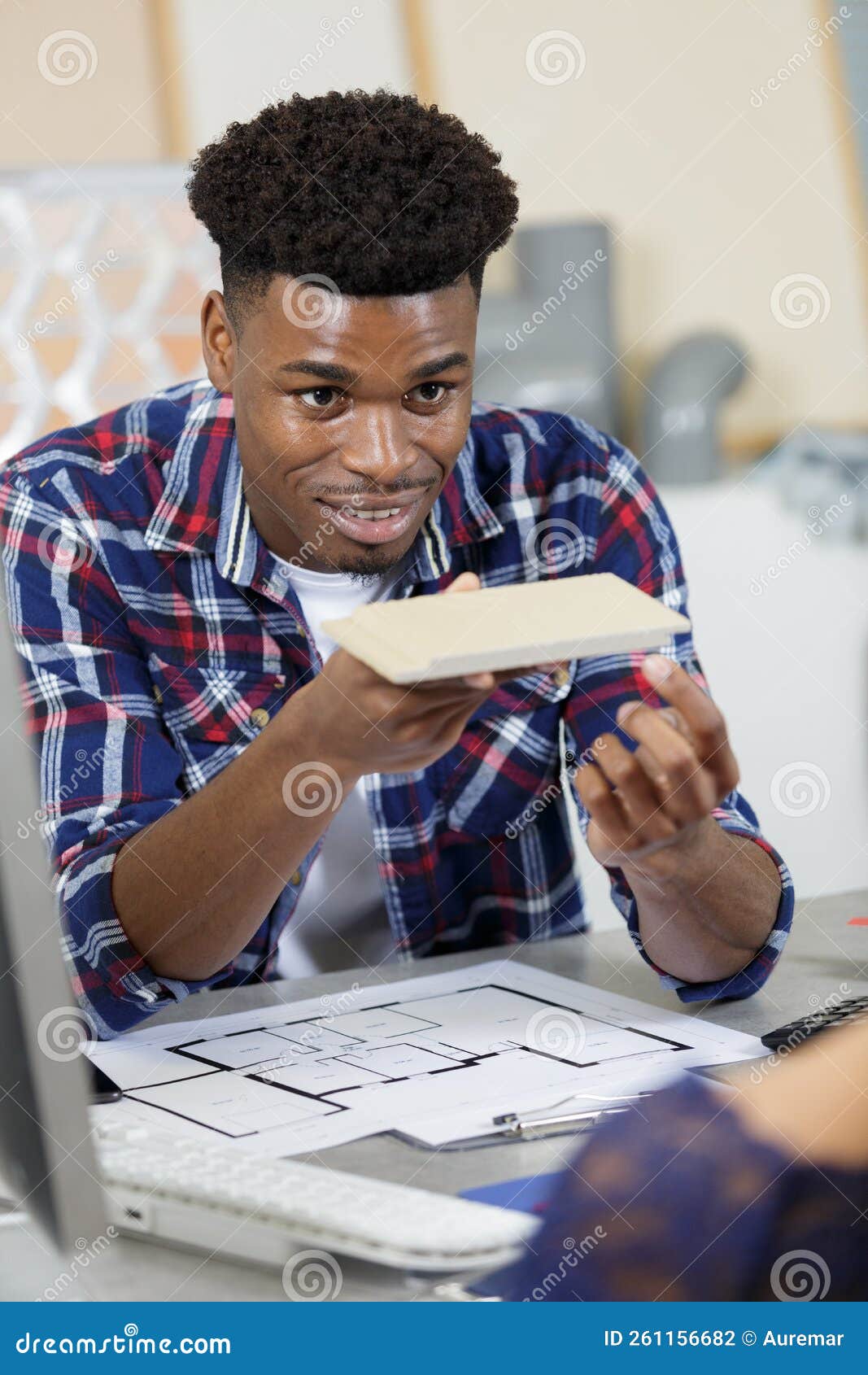 Designer Showing Sample To Client during Meeting Stock Photo - Image of ...