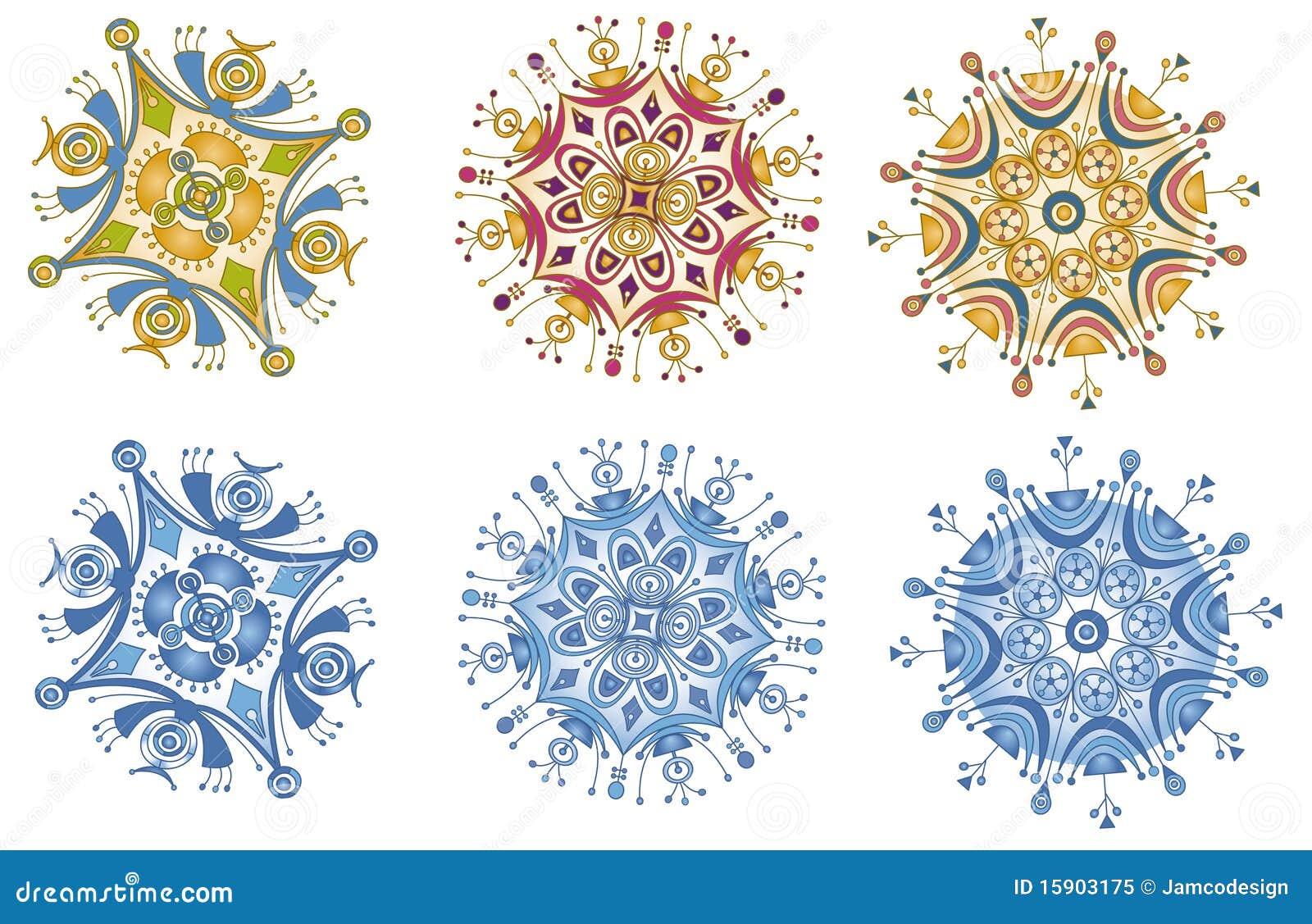 Designer Snowflakes stock vector. Illustration of weather - 15903175