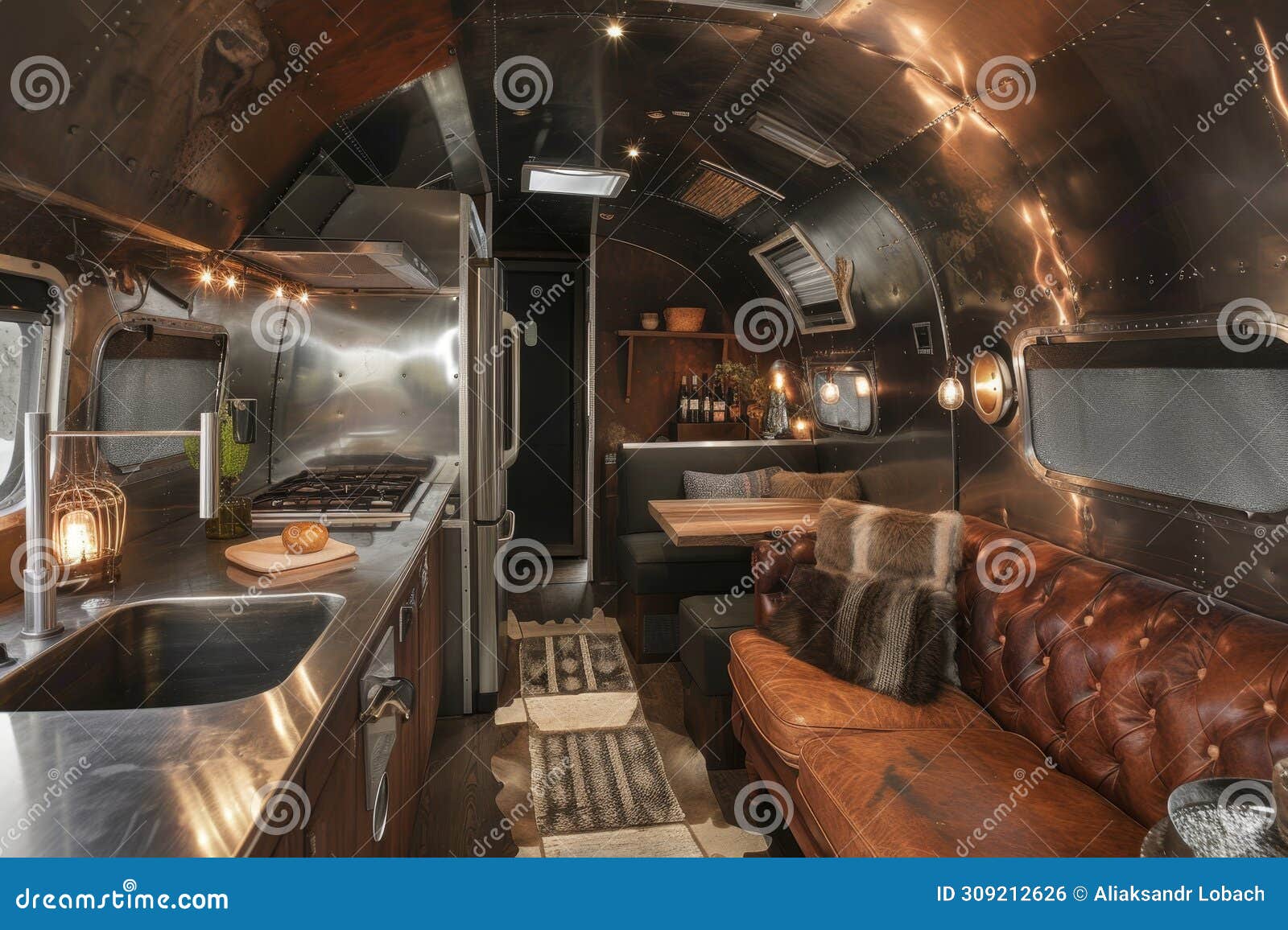 A Designer Steel Interior Inside a Mobile Home. the Concept of a ...