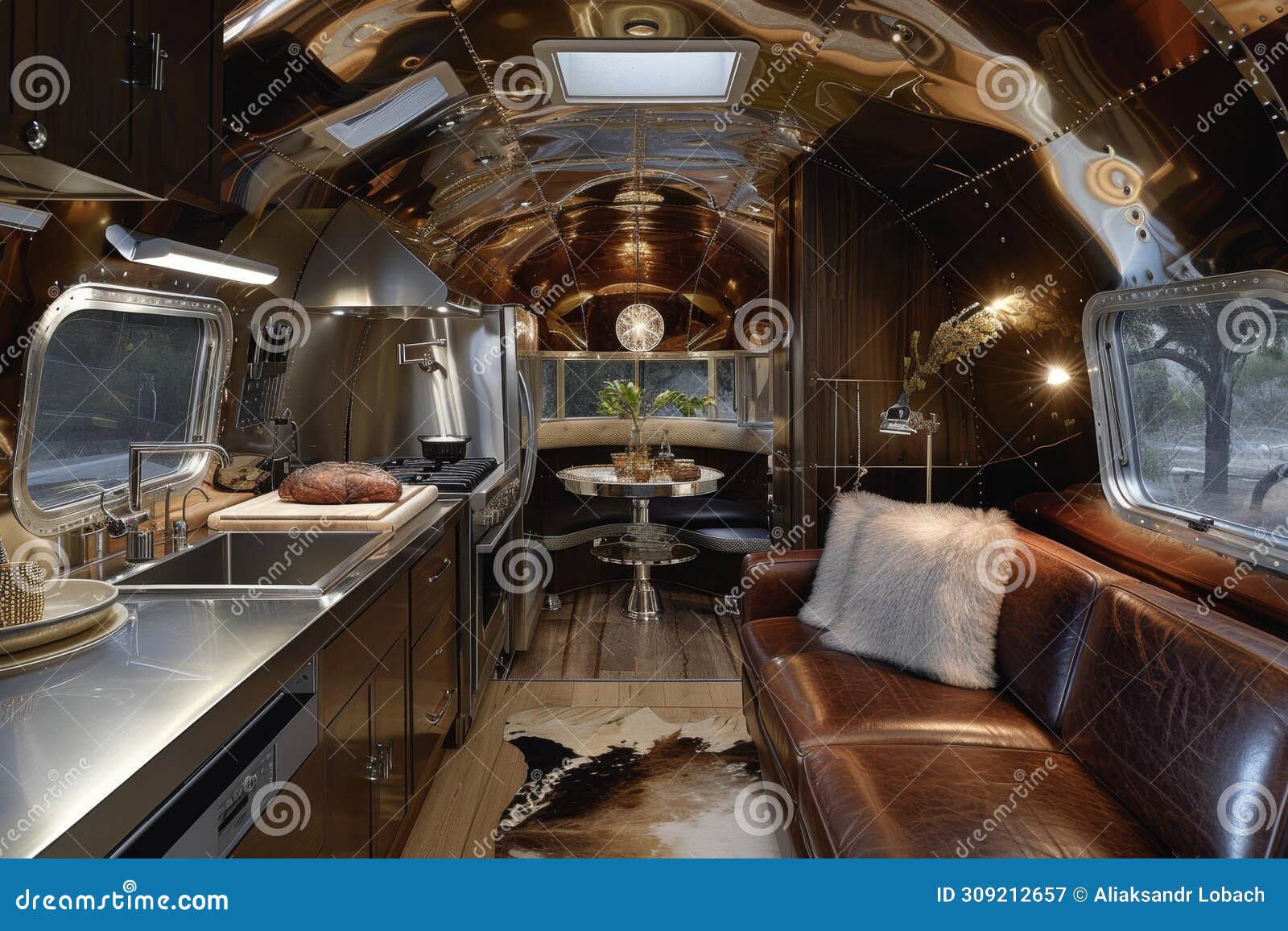 A Designer Steel Interior Inside a Mobile Home. the Concept of a ...