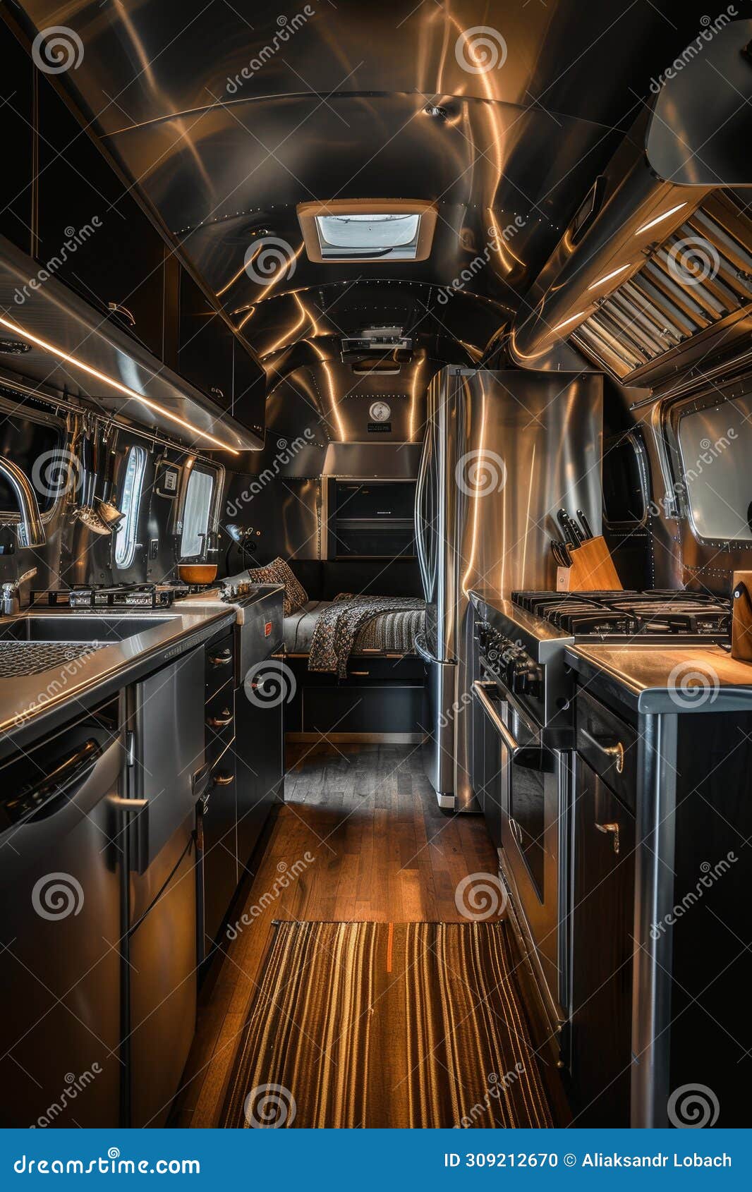 A Designer Steel Interior Inside a Mobile Home. the Concept of a ...