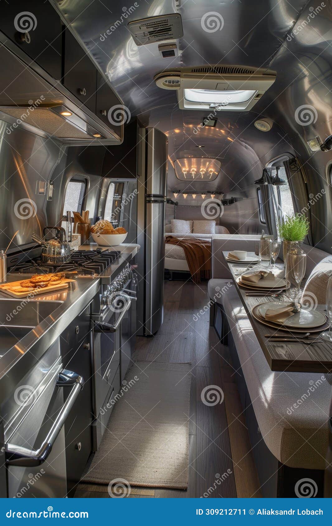 A Designer Steel Interior Inside a Mobile Home. the Concept of a ...