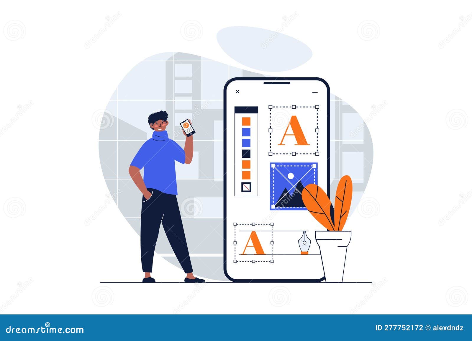 Designer Studio Web Concept with Character Scene. Vector Illustration Stock Illustration ...