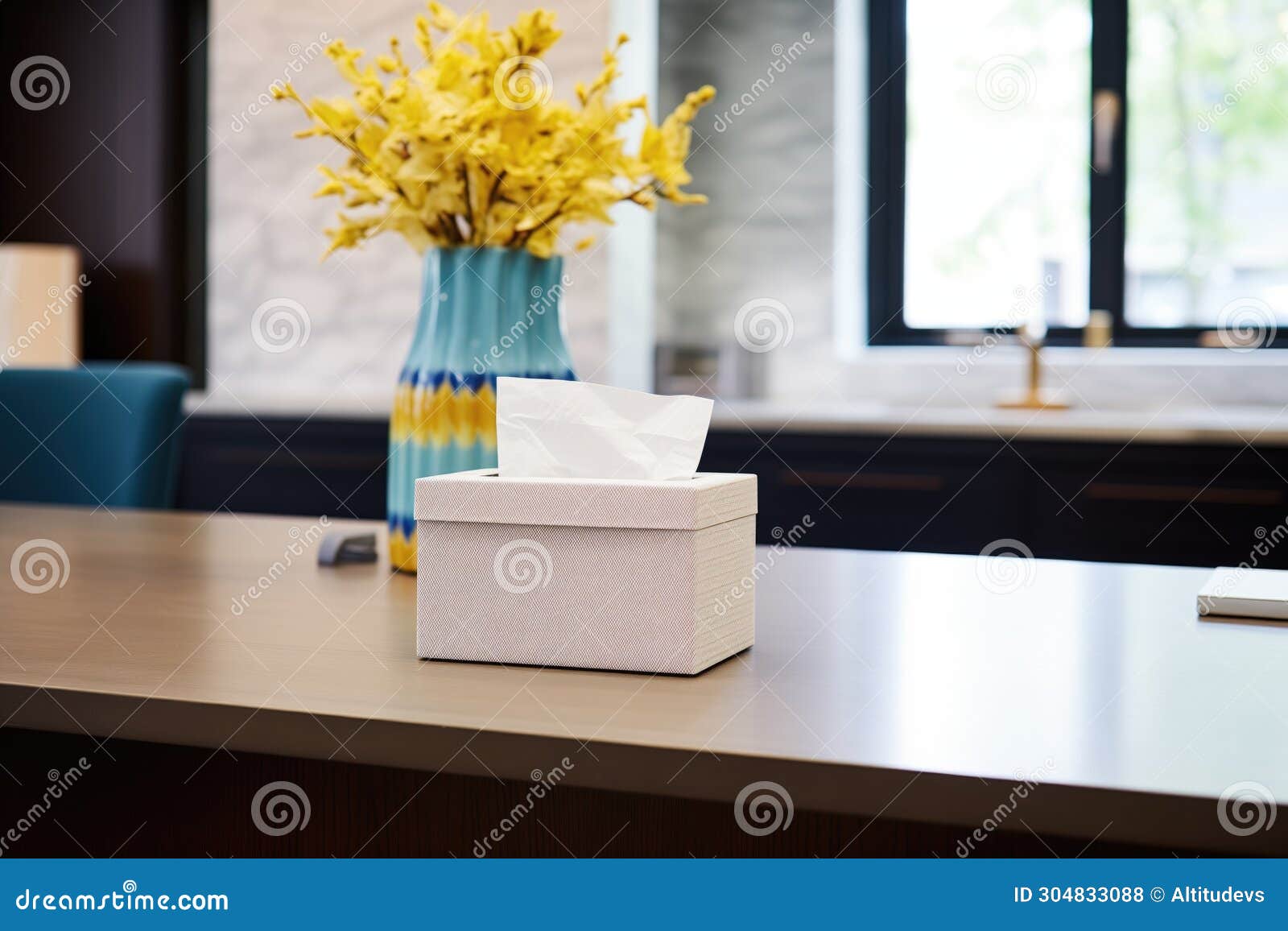 Designer Tissue Box Featured in an Upscale Office Setting Stock Photo ...
