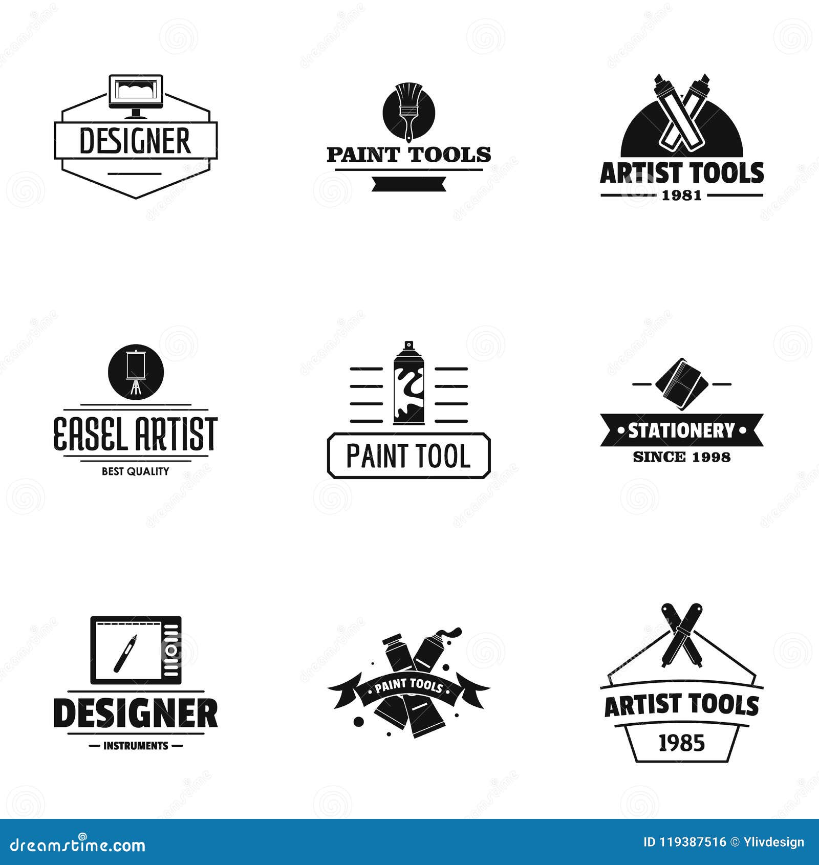 Designer Tool Logo Set, Simple Style Stock Vector - Illustration of ...