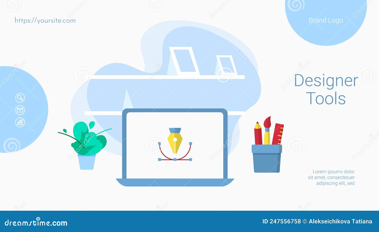 Designer Tool Web Banner or Page Flat Template Stock Vector ...