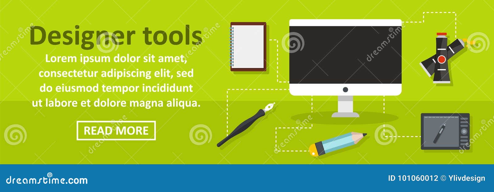 Designer Tools Banner Horizontal Concept Stock Vector - Illustration of ...