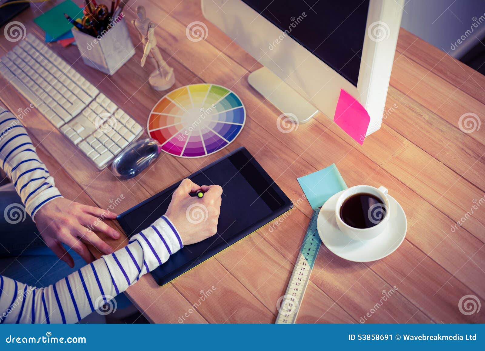 Designer Using Digitizer on Desk Stock Image - Image of employed ...