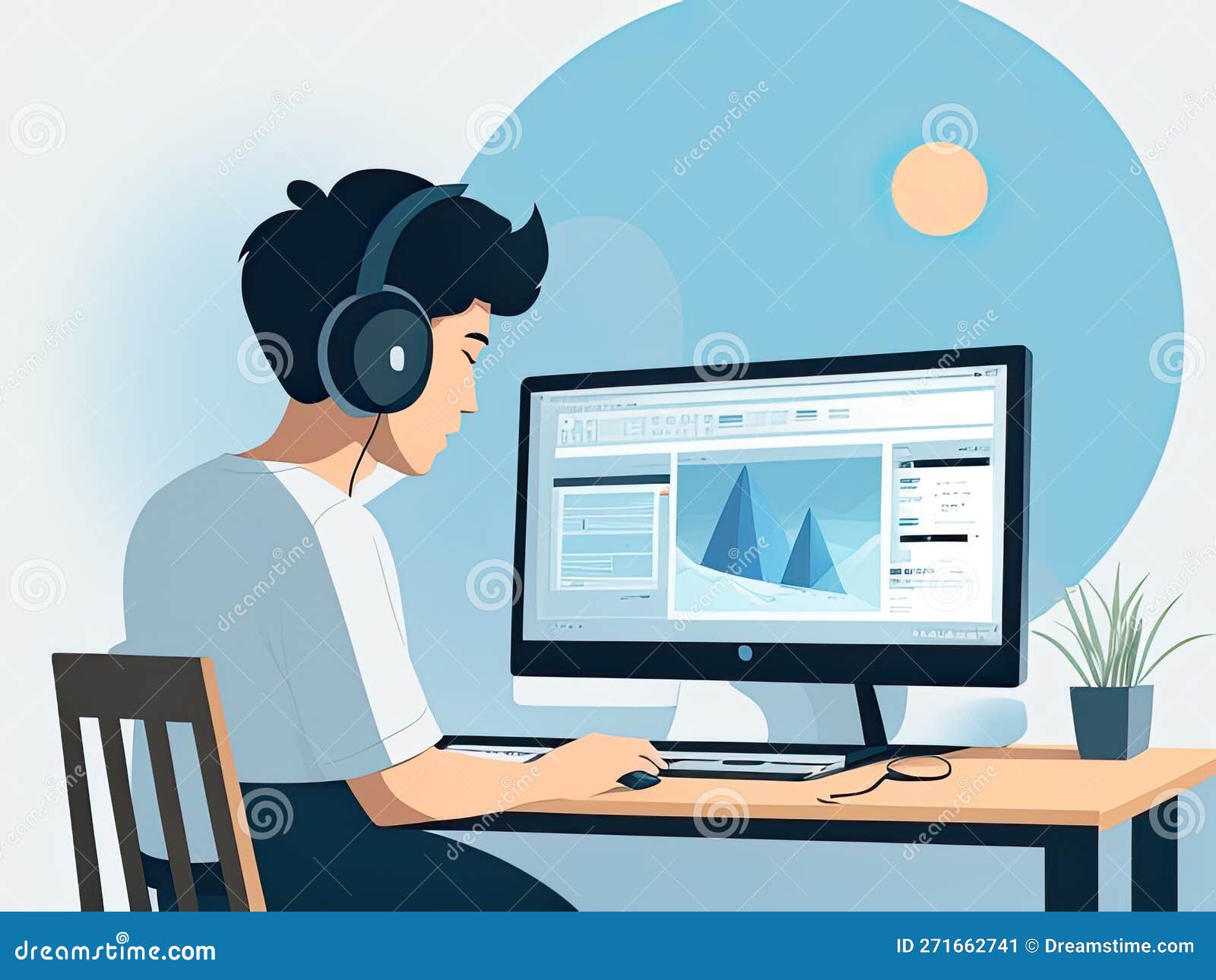 Designer Utilizing Modern Computer Technology Stock Image - Image of ...